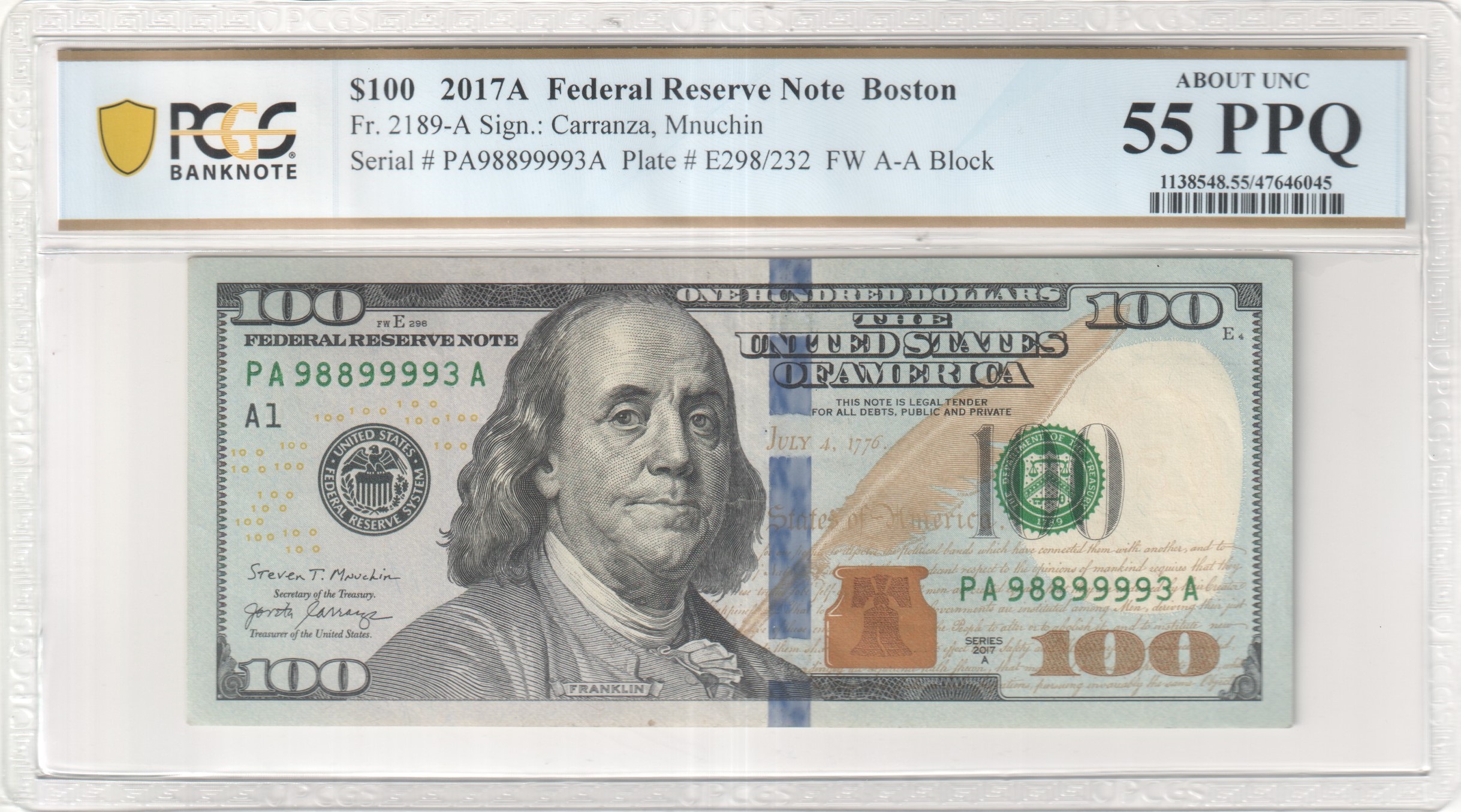 PCGS Certificate Verification Banknote Details for Cert #47646045