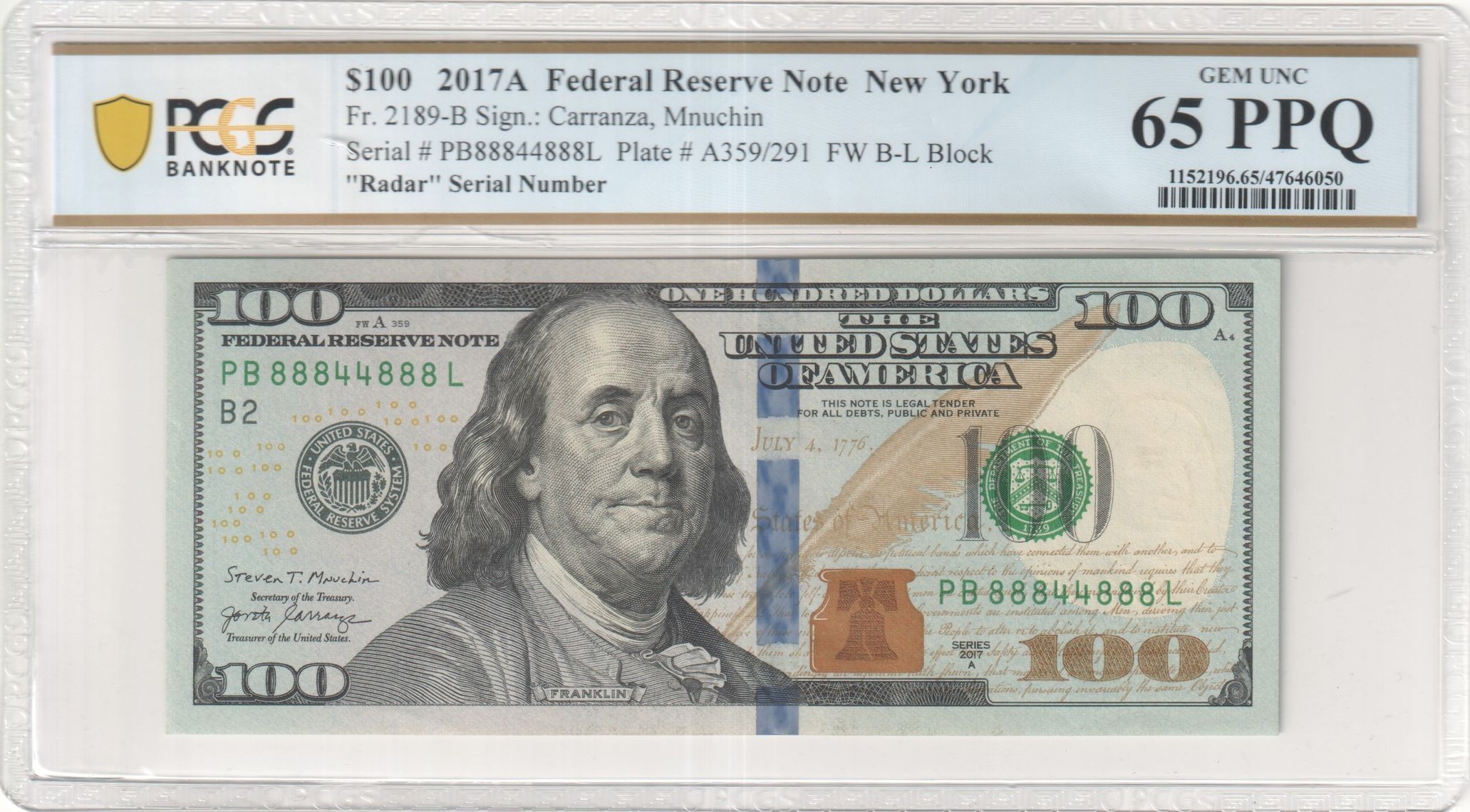 PCGS Certificate Verification Banknote Details for Cert #47646050