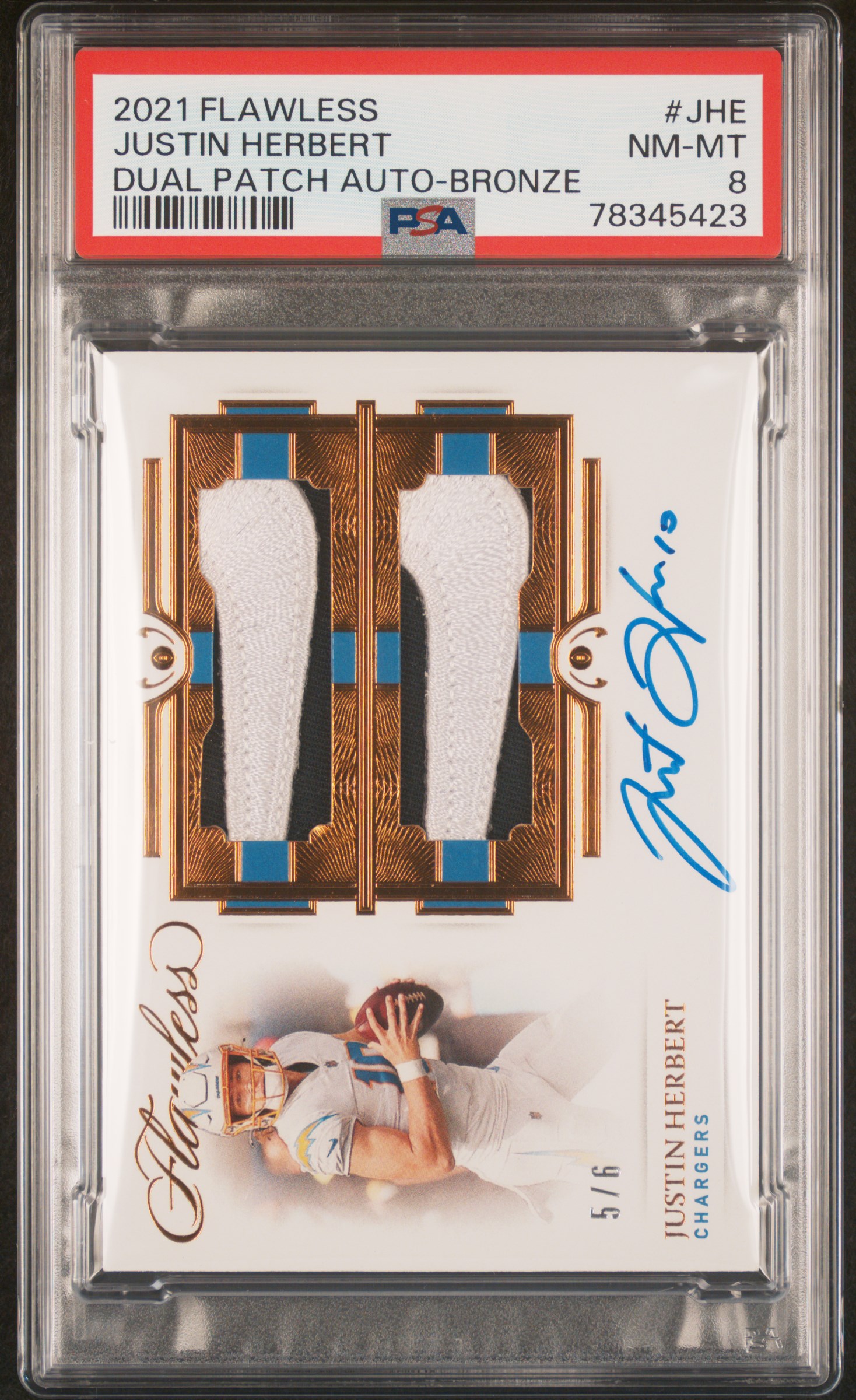 2021 JUSTIN HERBERT PANINI FLAWLESS DUAL PATCH AUTOGRAPHS DUAL PATCH AUTO-BRONZE | Veriswap