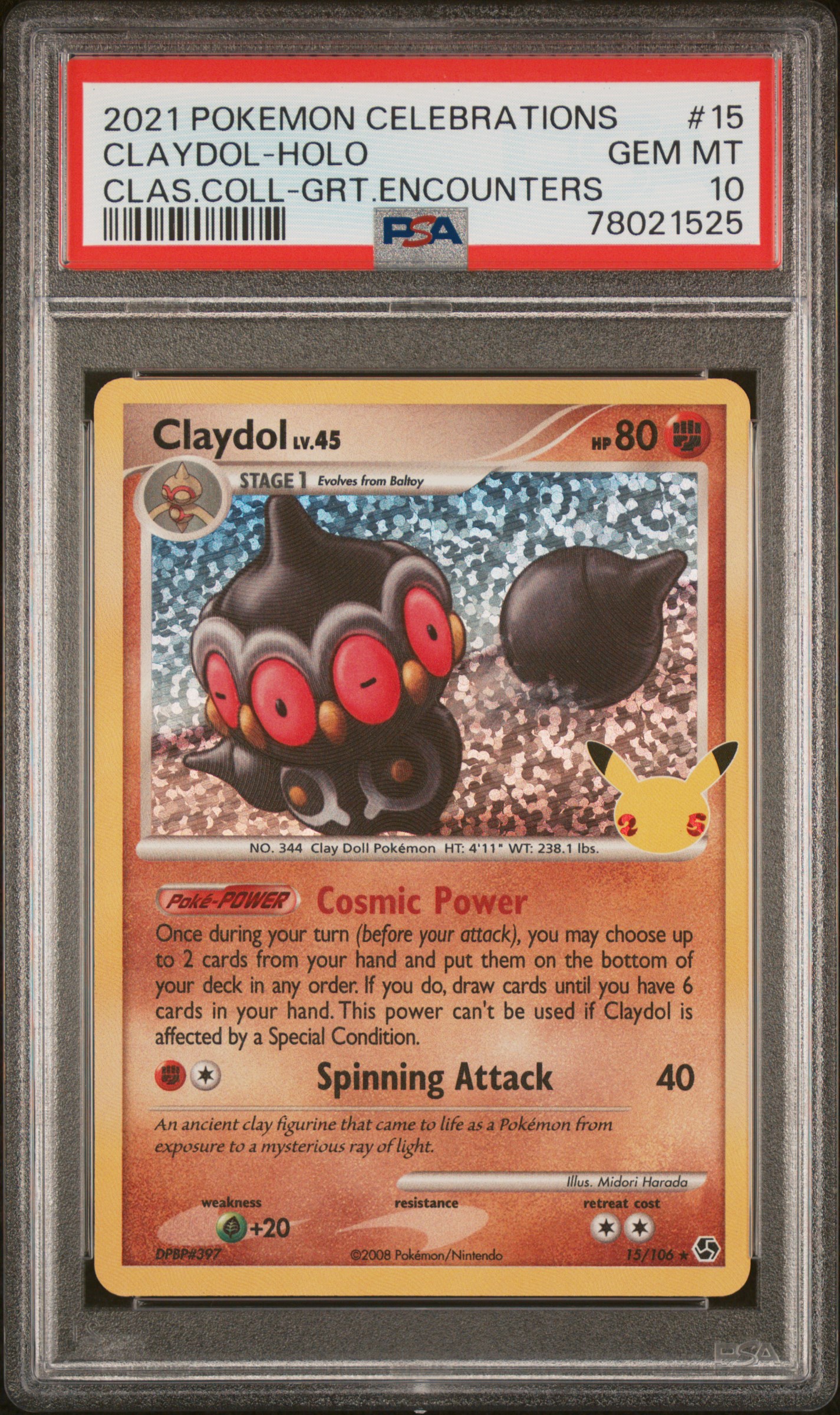Claydol 2021 Celebrations: Classic Collection #15 Holo PSA 10 Price ...