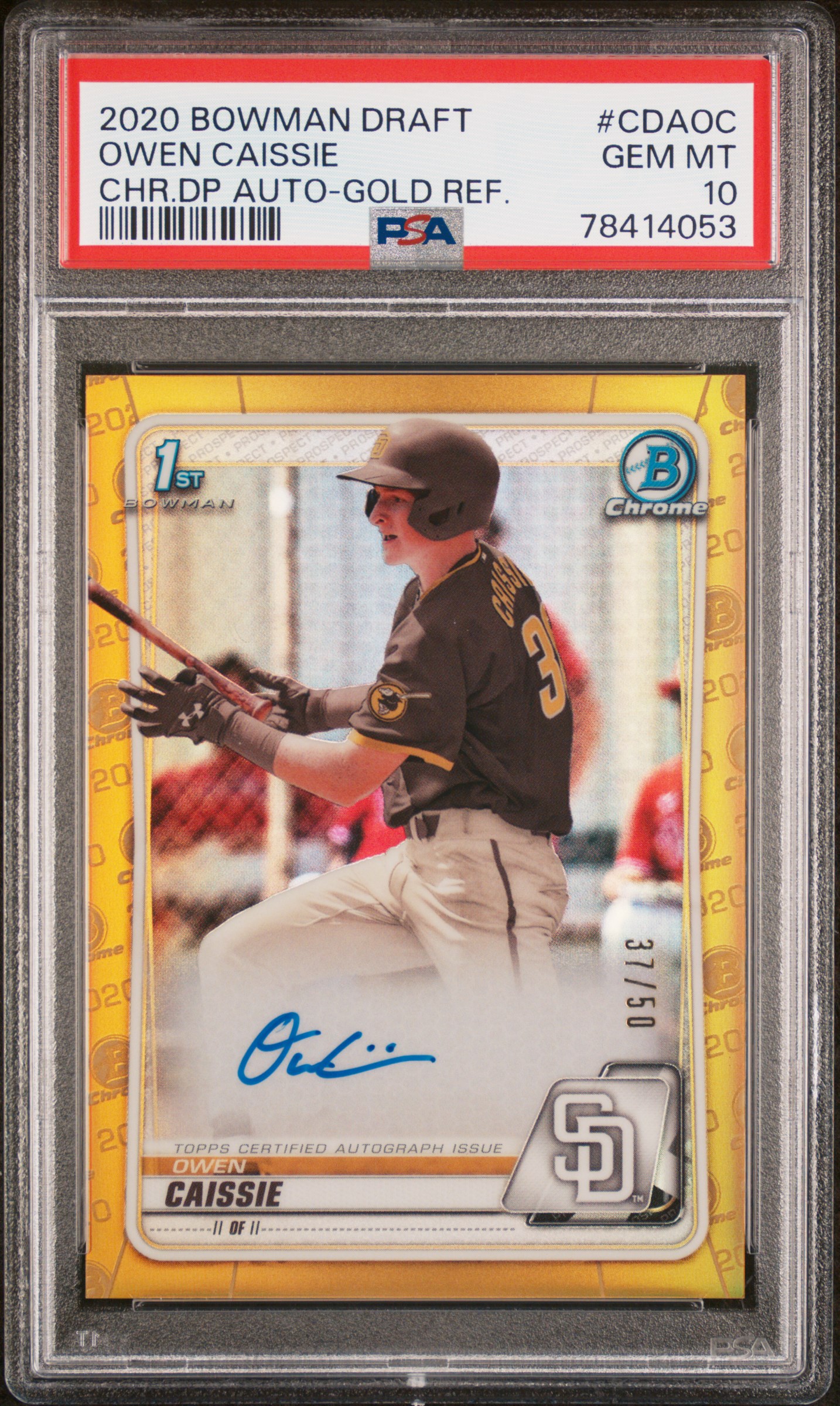 2020 OWEN CAISSIE BOWMAN DRAFT CHROME DRAFT PICKS AUTOGRAPHS CHR.DP ...