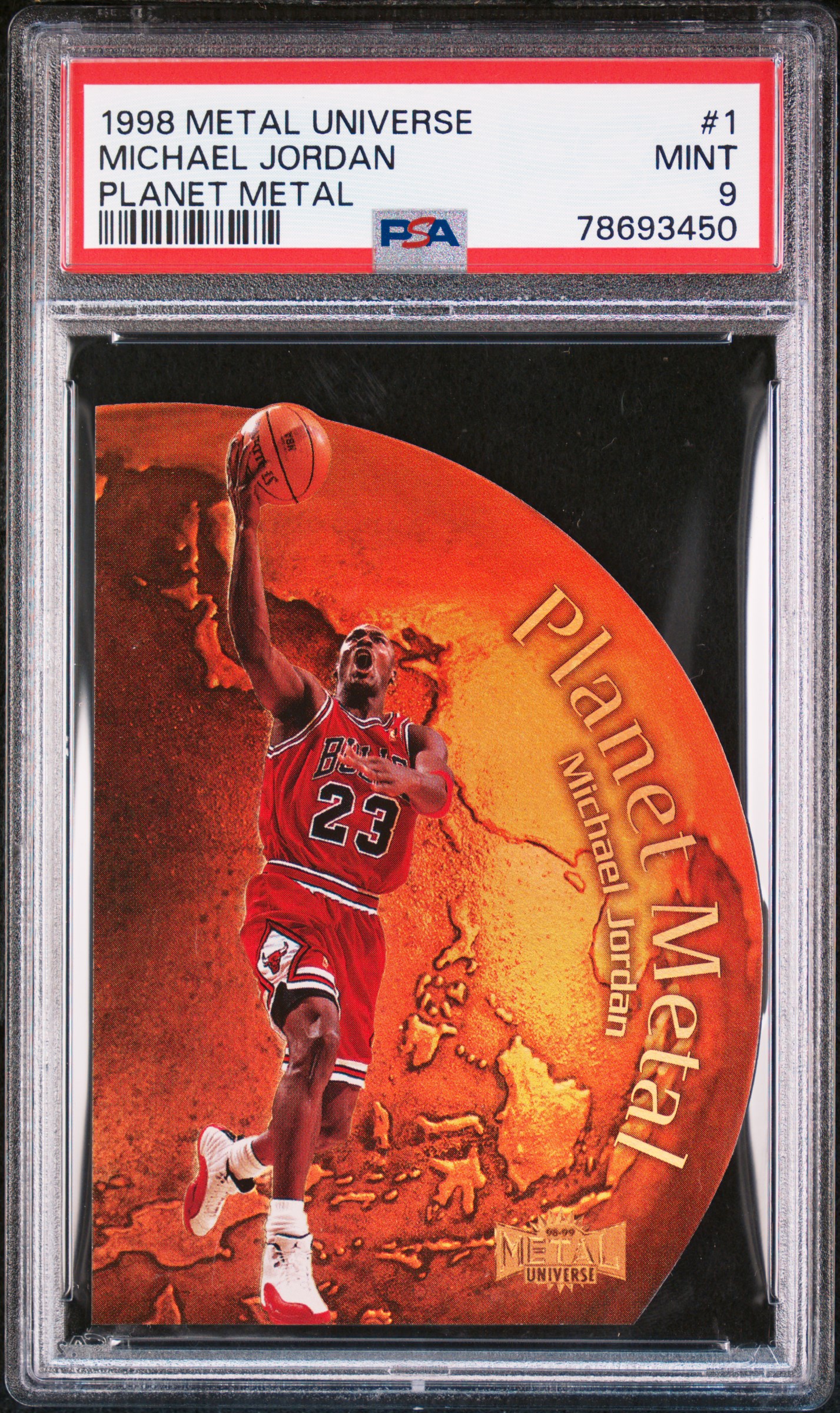 1998 MICHAEL JORDAN METAL UNIVERSE PLANET METAL PLANET METAL PSA 9 ...