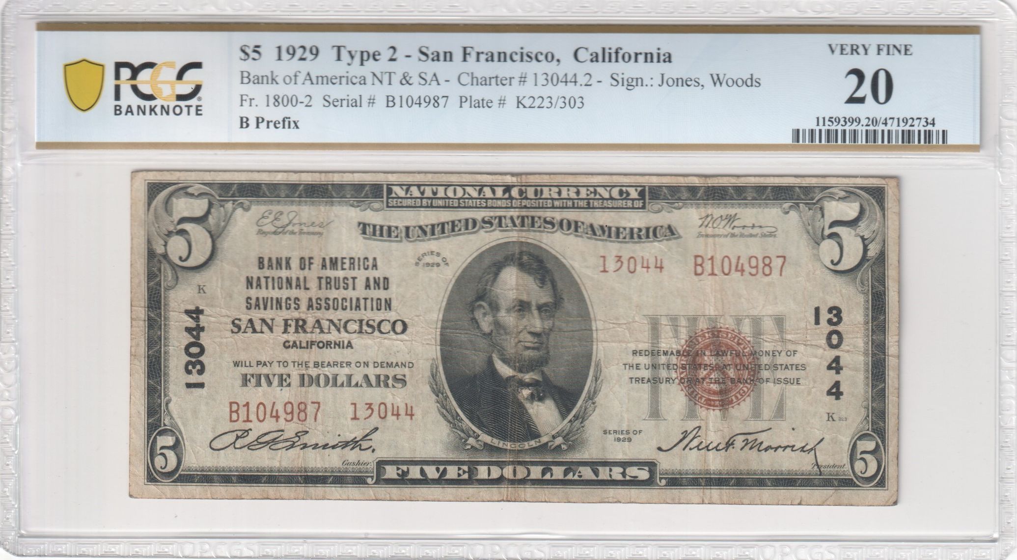 PCGS Certificate Verification Banknote Details for Cert #47192734