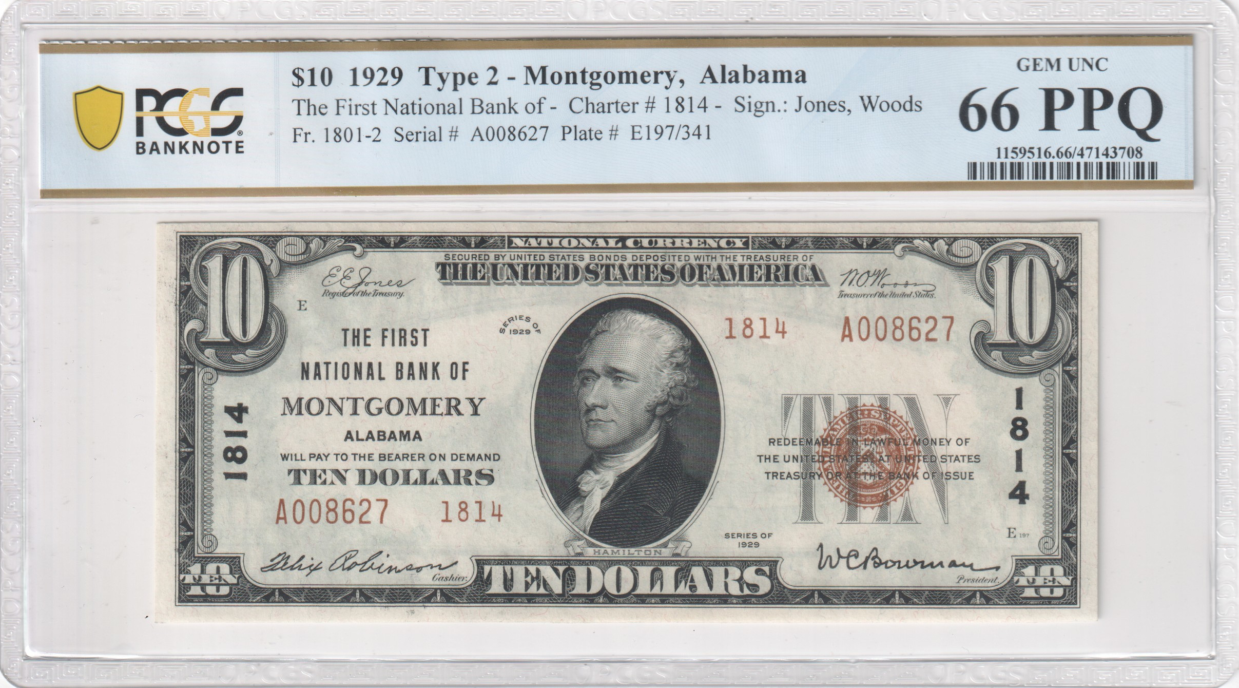 Fr. 1801-2 1929 $10 The First National Bank of 1814 Type 2 - PCGS NoteFacts