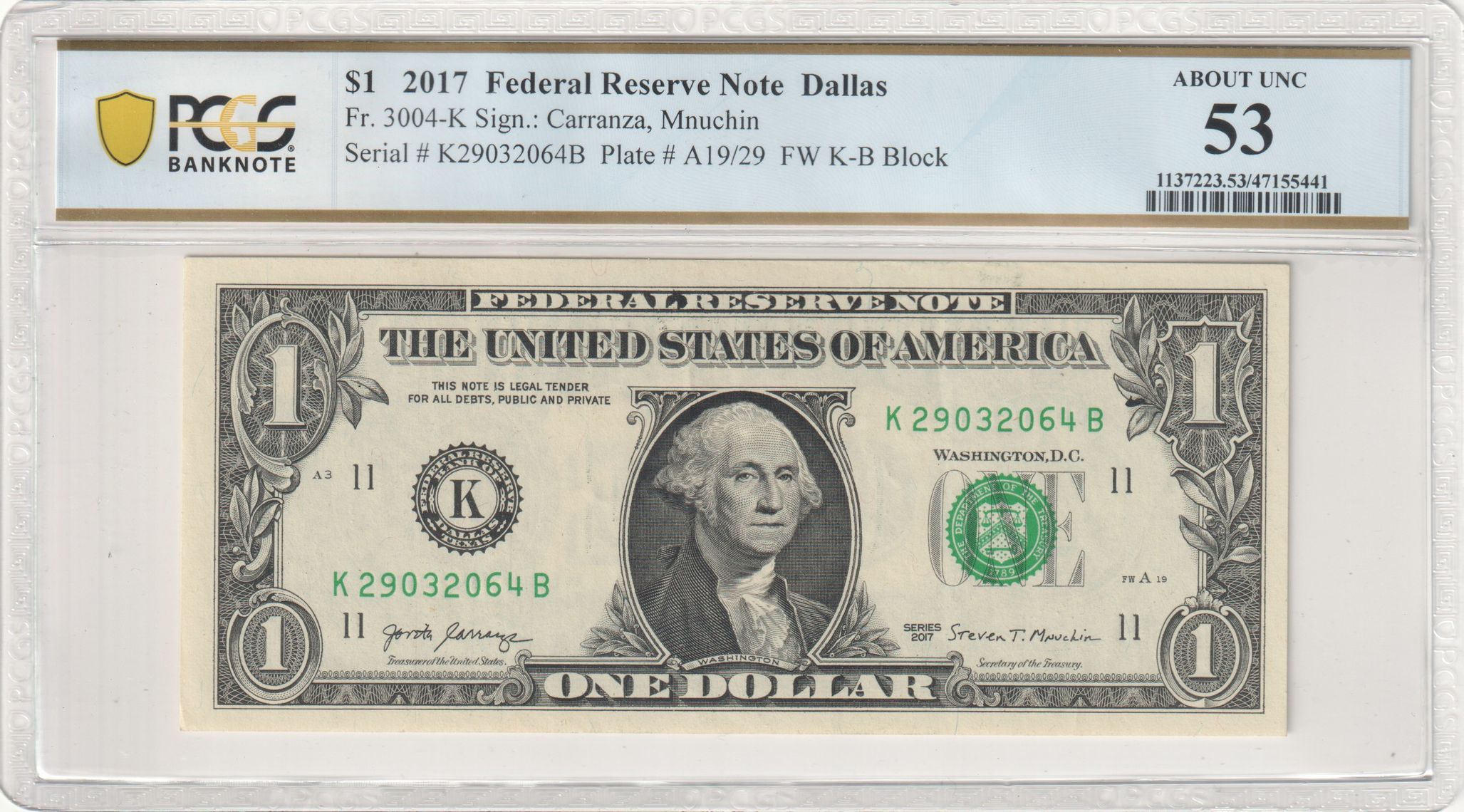 PCGS Certificate Verification Banknote Details for Cert #47155441