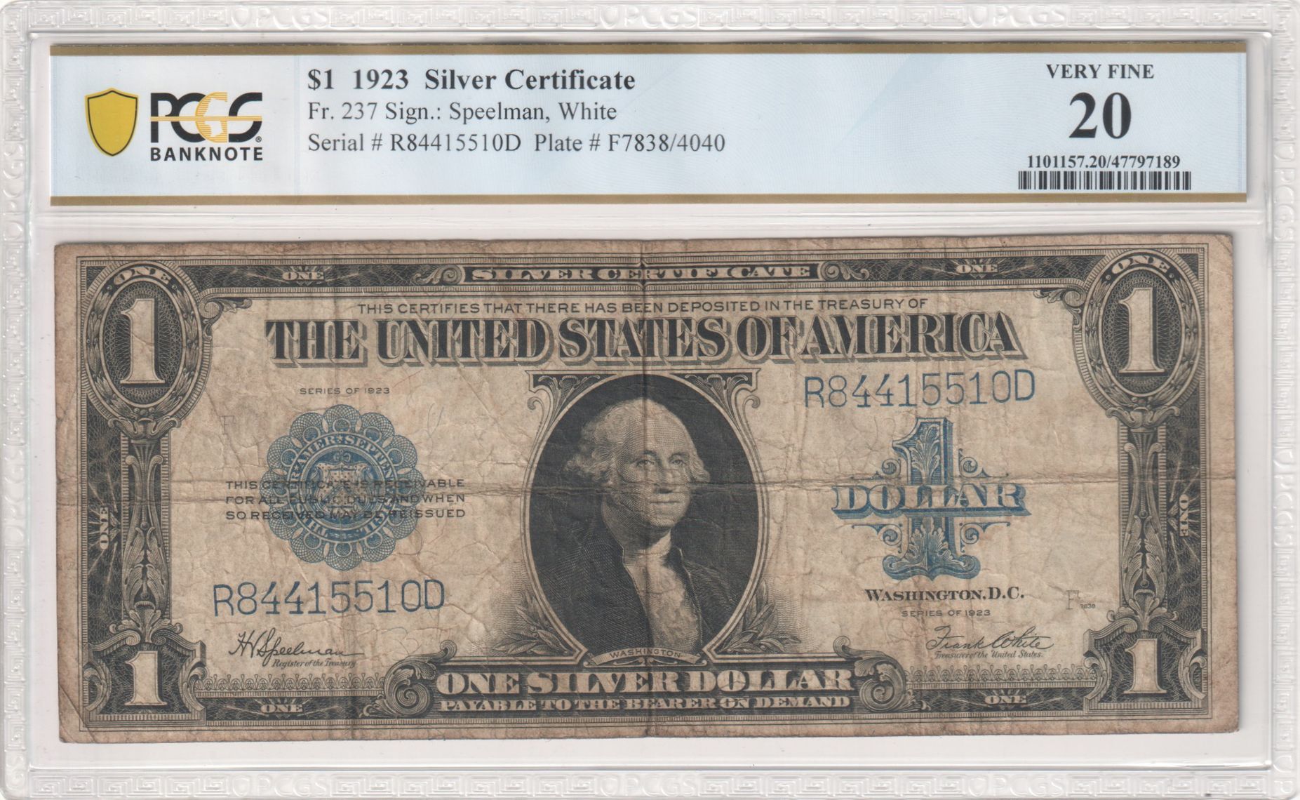 PCGS Certificate Verification Banknote Details for Cert #47797189