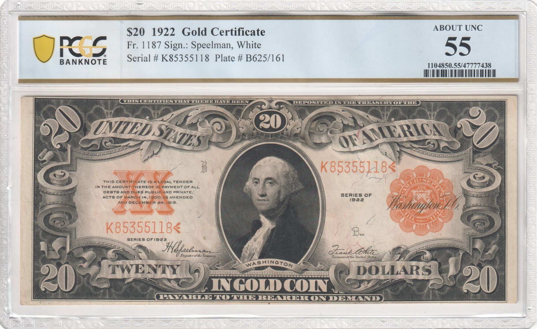 PCGS Certificate Verification Banknote Details for Cert #47777438