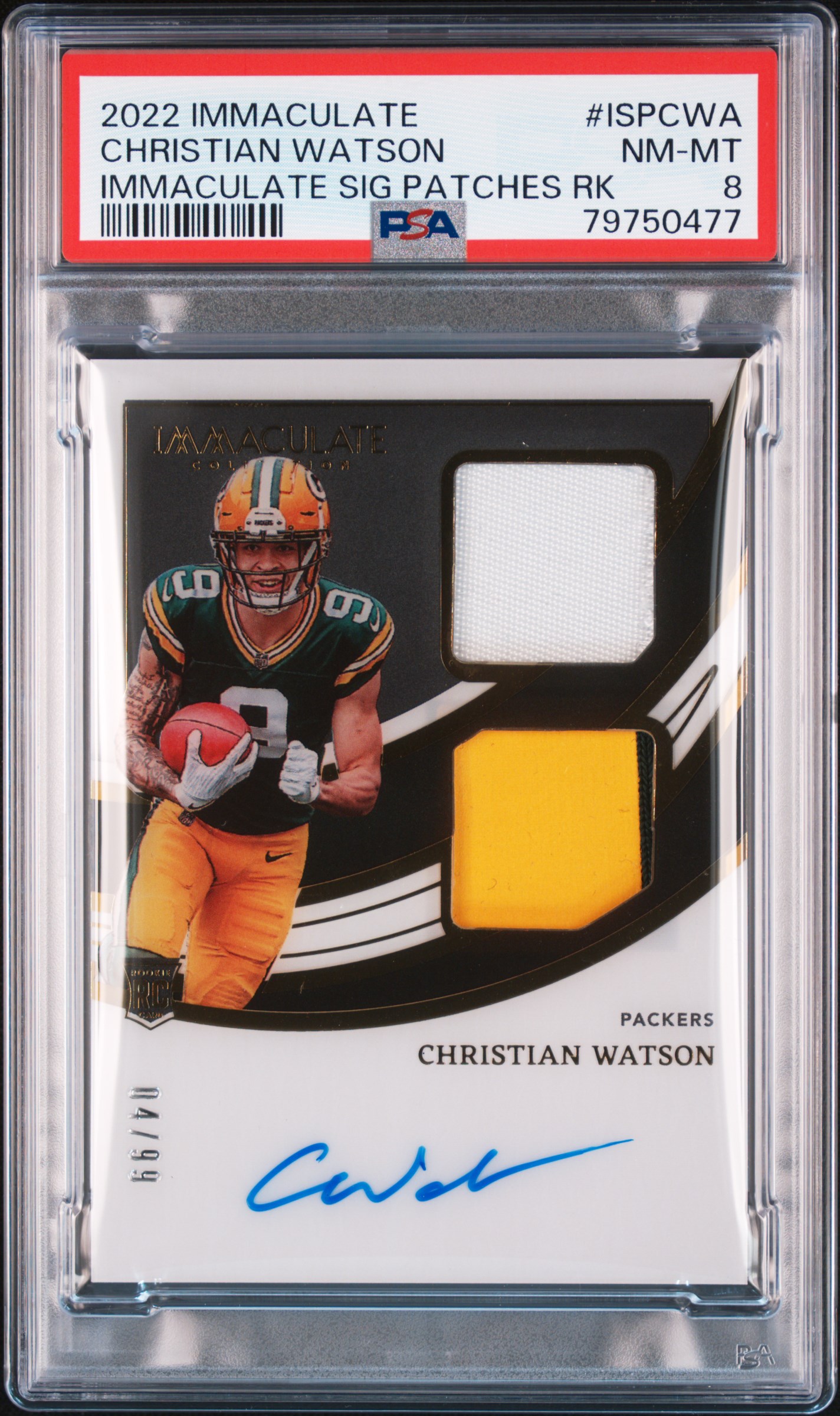 2022 CHRISTIAN WATSON PANINI IMMACULATE COLLECTION IMMACULATE SIGNATURE ...