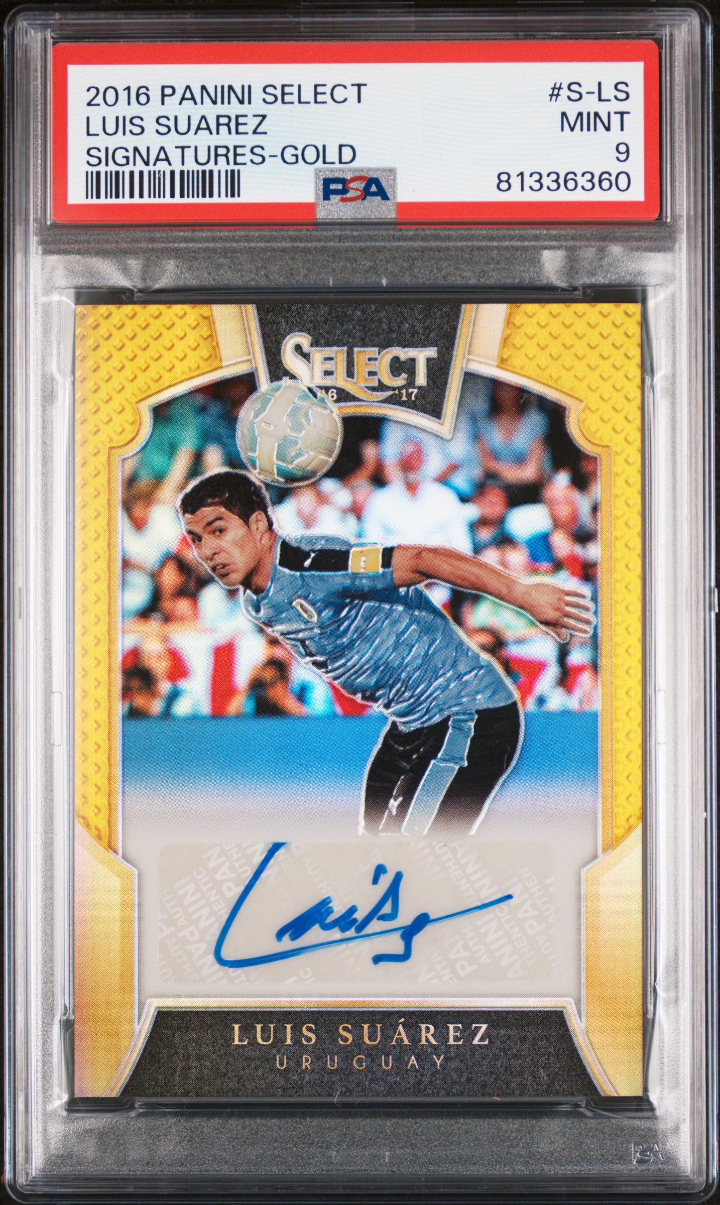 2016 LUIS SUAREZ PANINI SELECT SIGNATURES SIGNATURES-GOLD PSA 9 | Veriswap