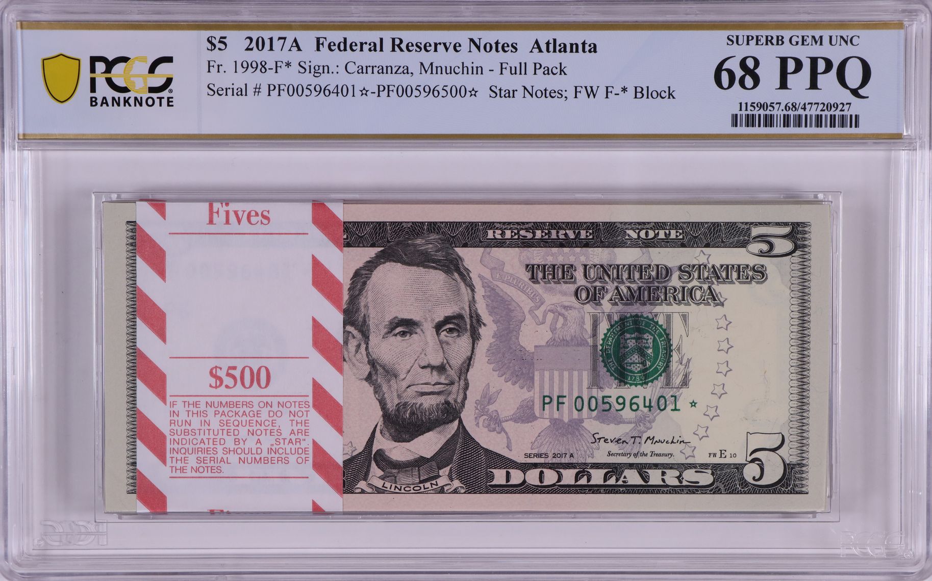 PCGS Certificate Verification Banknote Details for Cert #47720927