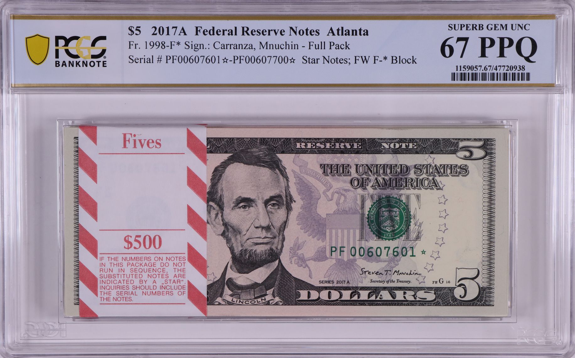 PCGS Certificate Verification Banknote Details for Cert #47720938