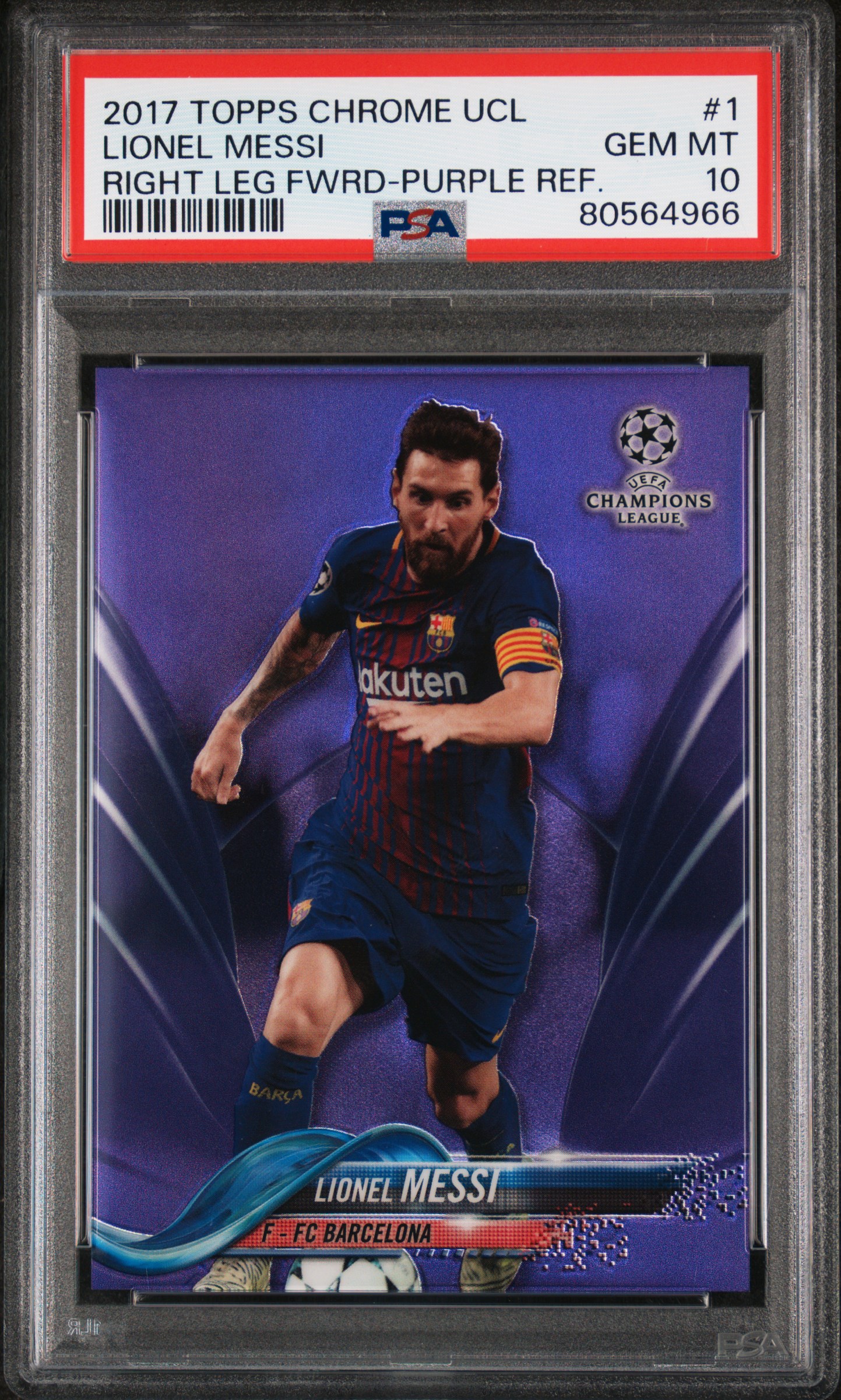 2017 LIONEL MESSI TOPPS CHROME UEFA CHAMPIONS LEAGUE RIGHT LEG FWRD ...
