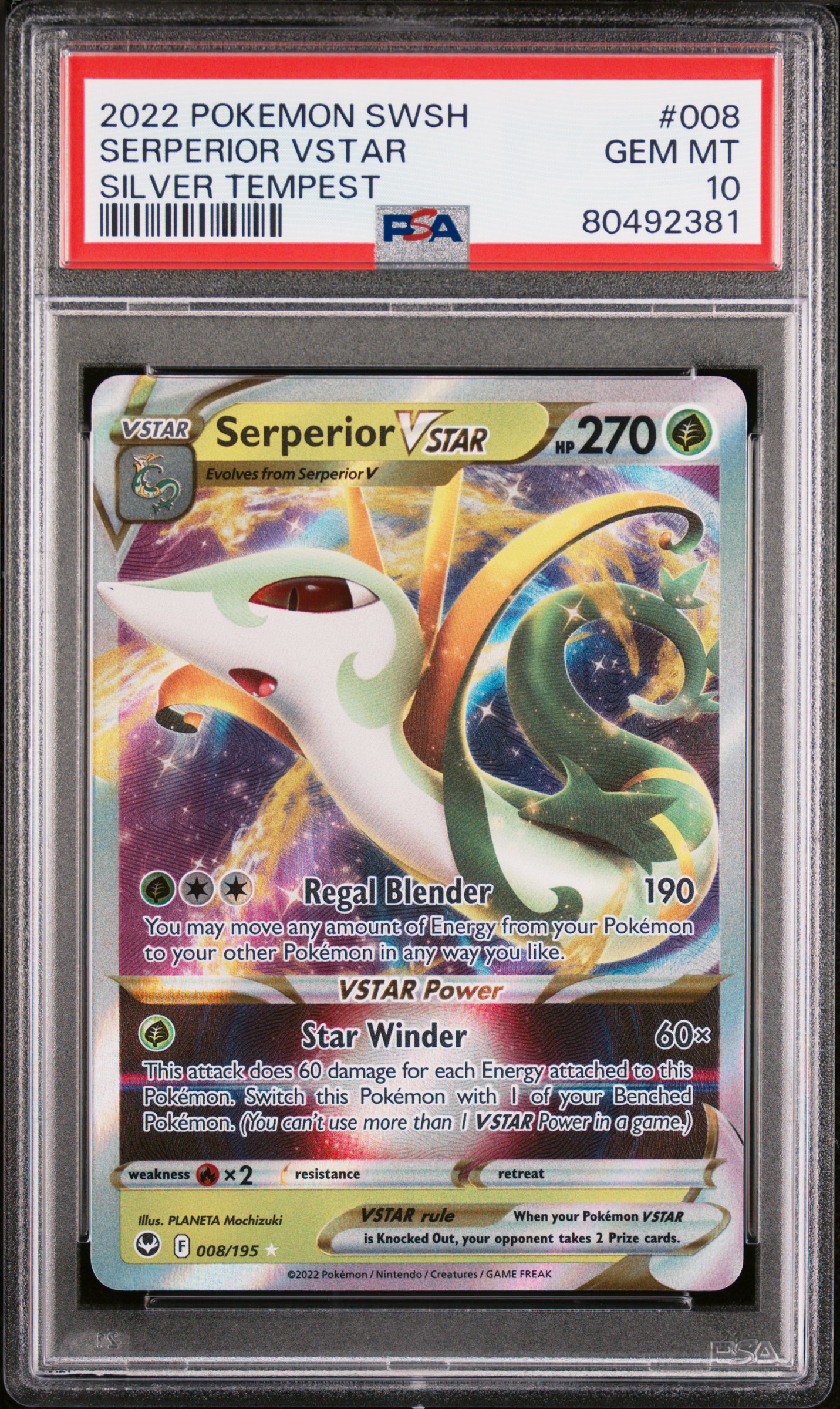 Serperior VSTAR 2022 Sword & Shield: Silver Tempest #008/195 Holo PSA ...