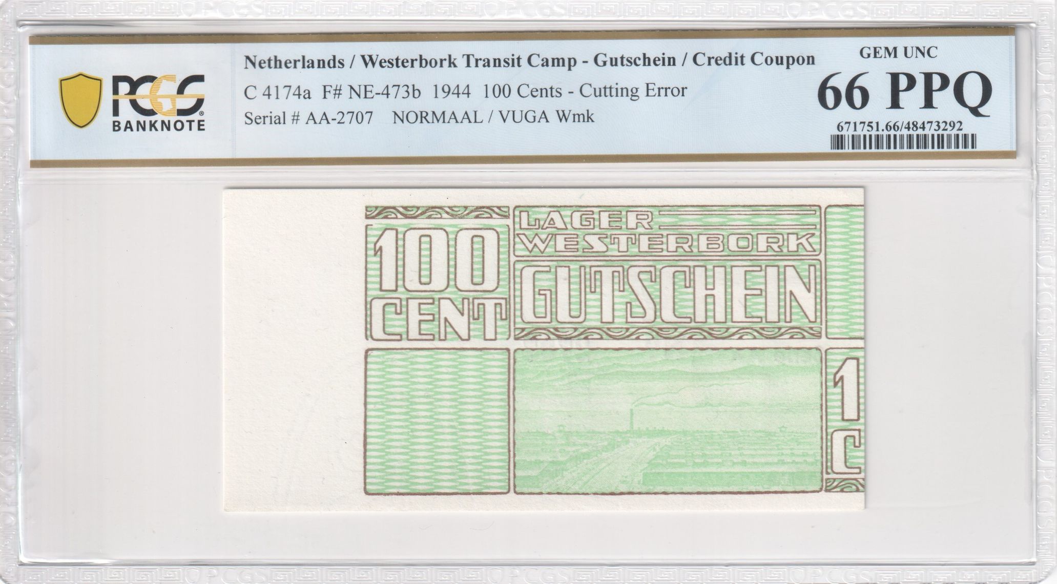 PCGS Certificate Verification Banknote Details for Cert #48473292