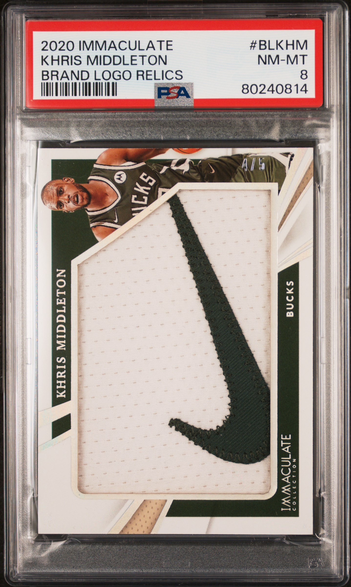 2020 KHRIS MIDDLETON PANINI IMMACULATE COLLECTION BRAND LOGO RELICS ...