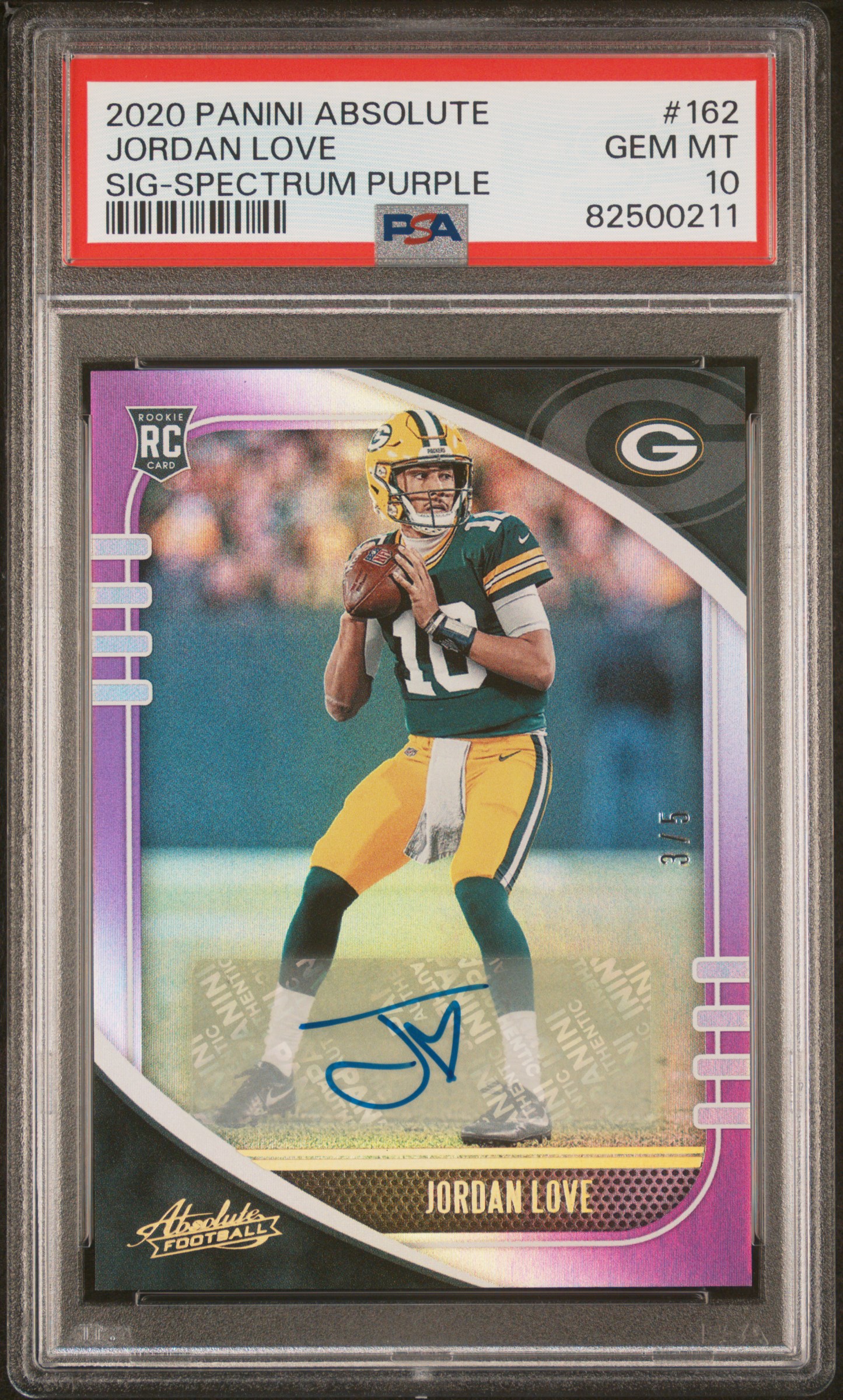 2020 JORDAN LOVE PANINI ABSOLUTE SIG-SPECTRUM PURPLE | Veriswap