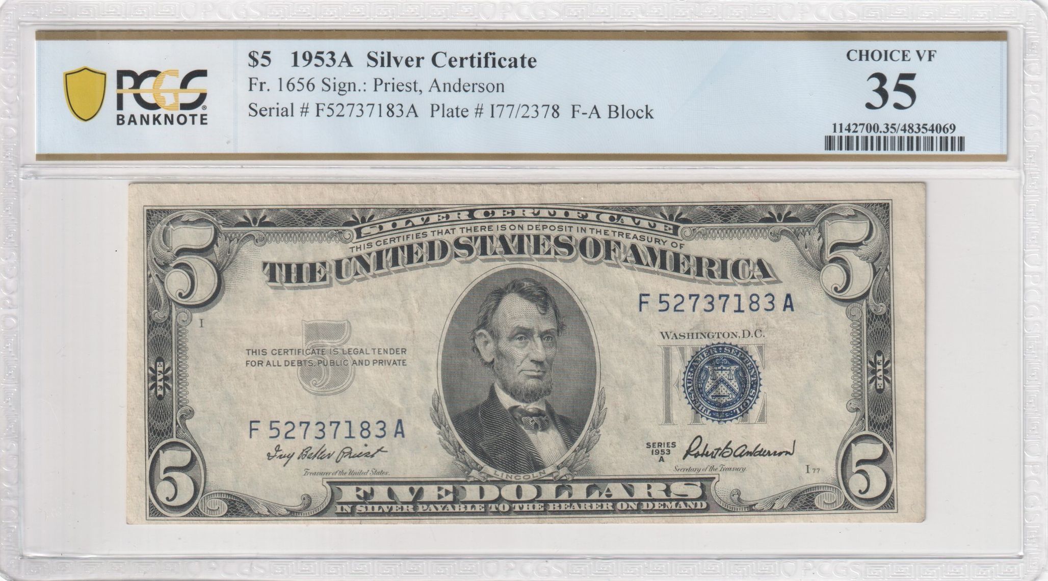PCGS Certificate Verification Banknote Details for Cert #48354069