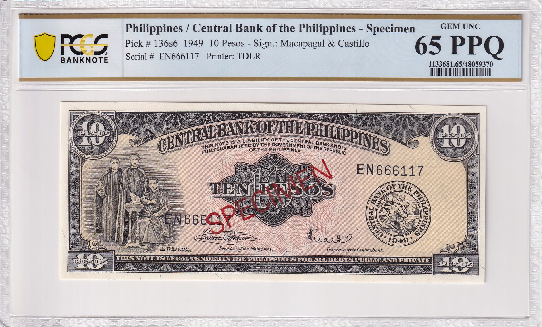 PCGS Certificate Verification Banknote Details for Cert #48059370