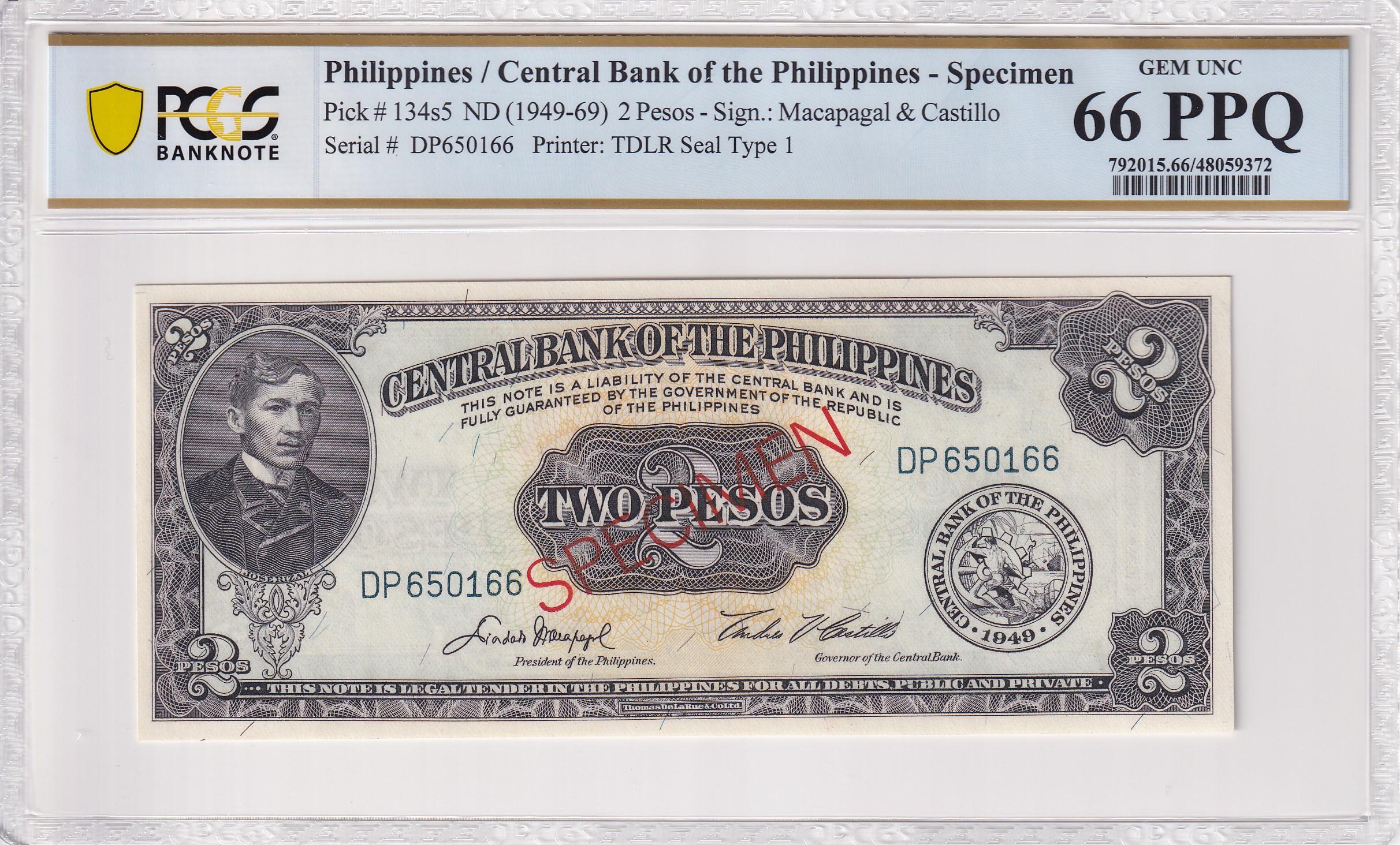 PCGS Certificate Verification Banknote Details for Cert #48059372