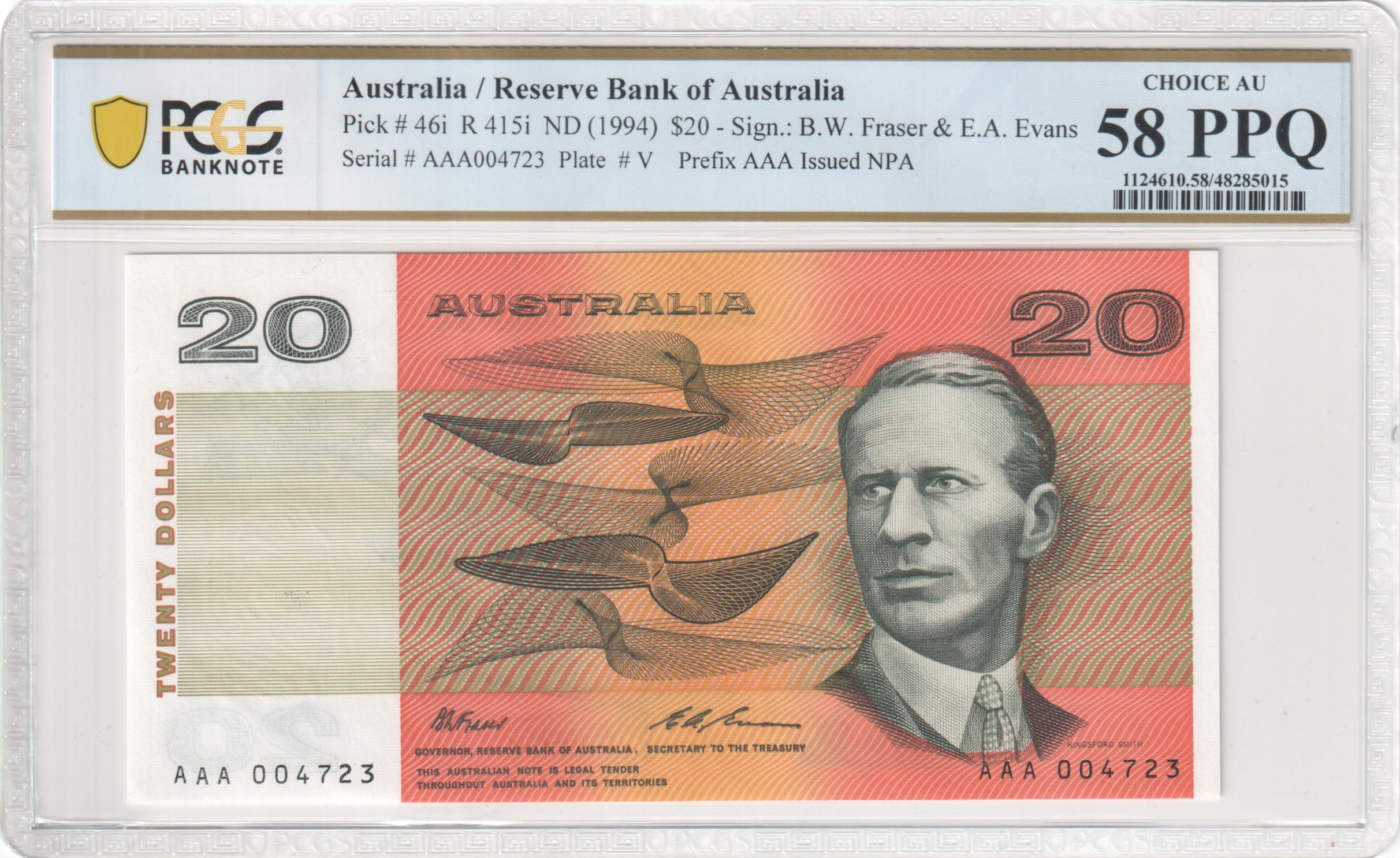 PCGS Certificate Verification Banknote Details for Cert #48285015