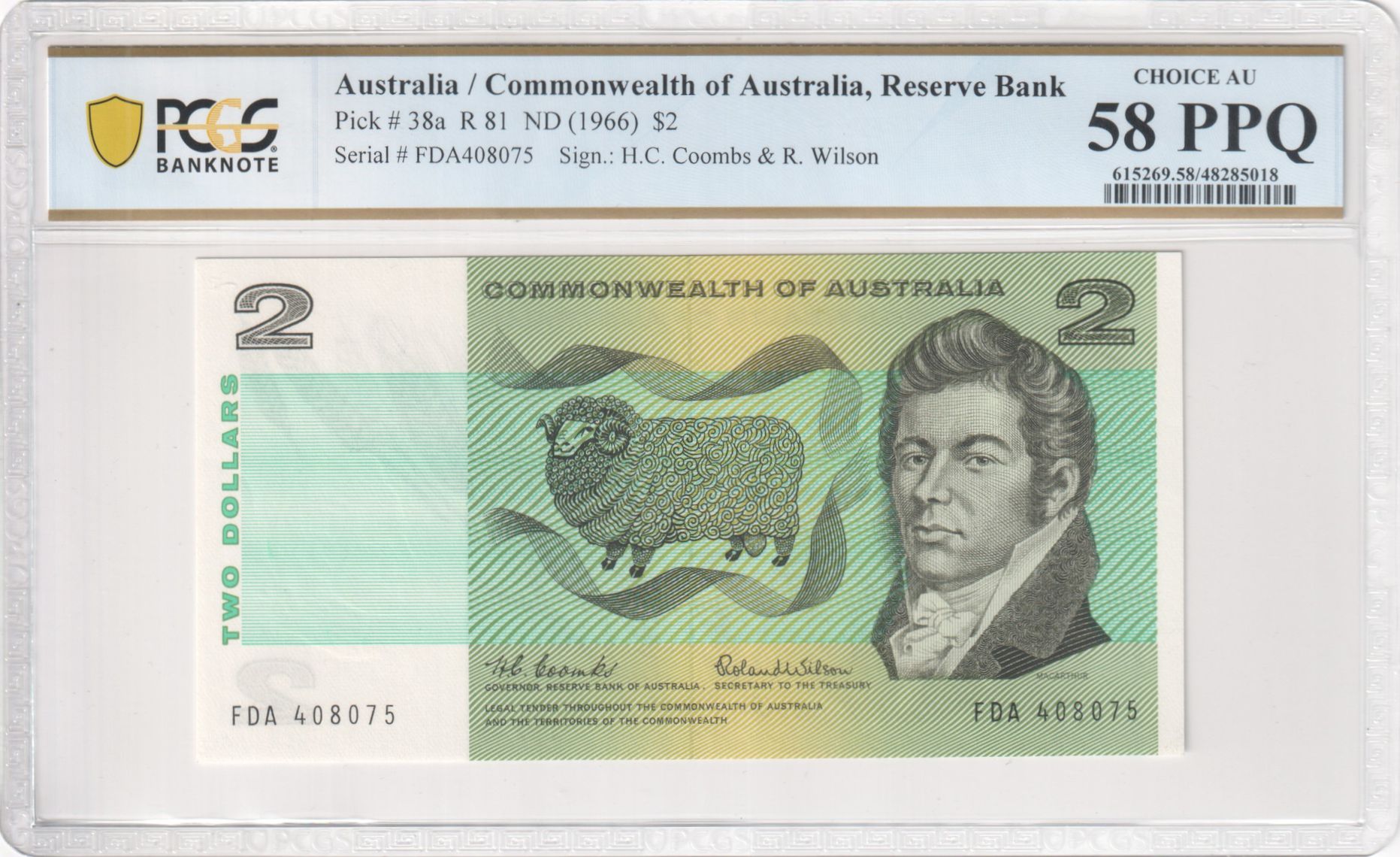 PCGS Certificate Verification Banknote Details for Cert #48285018