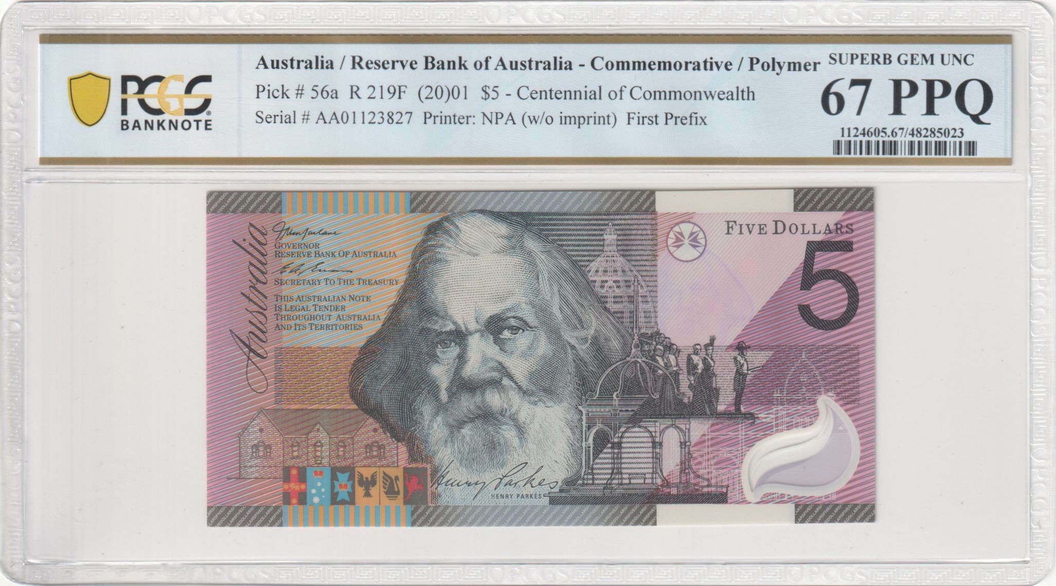 PCGS Certificate Verification Banknote Details for Cert #48285023