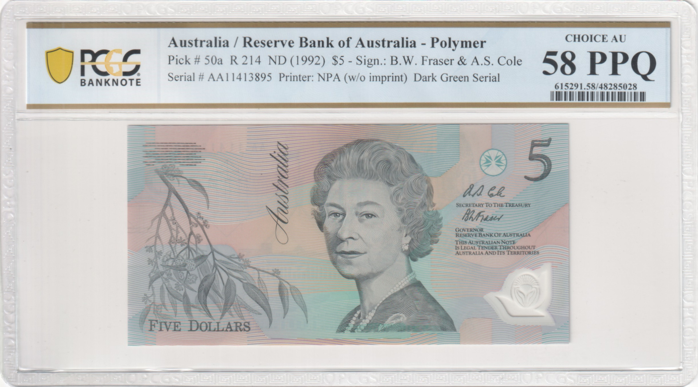 PCGS Certificate Verification Banknote Details for Cert #48285028