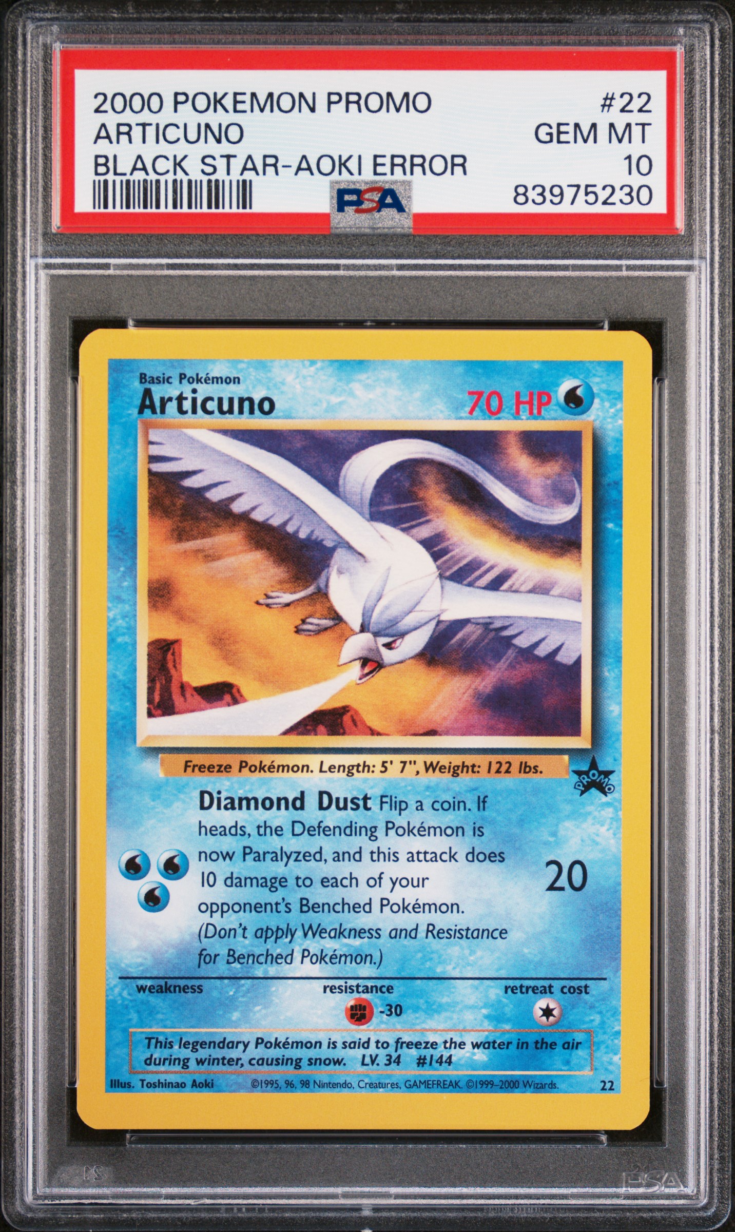 Articuno 2000 Wizards Black Star Promo #22 Toshinao Aoki Error PSA 10 ...