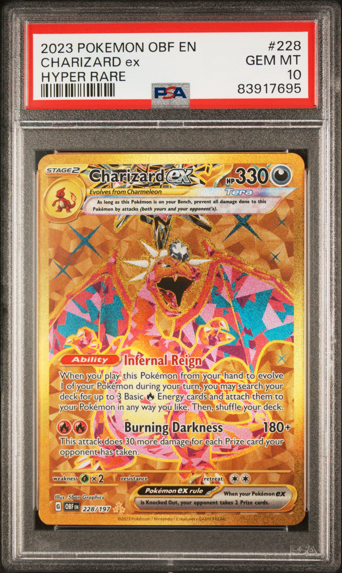 2023 CHARIZARD ex POKEMON OBF EN-OBSIDIAN FLAMES HYPER RARE PSA 10 ...