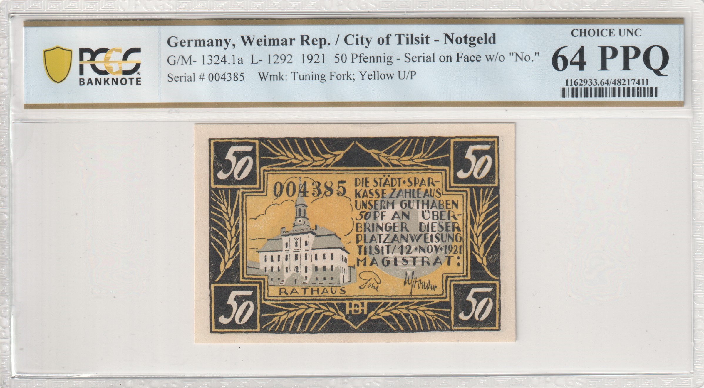 PCGS Certificate Verification Banknote Details for Cert #48217411