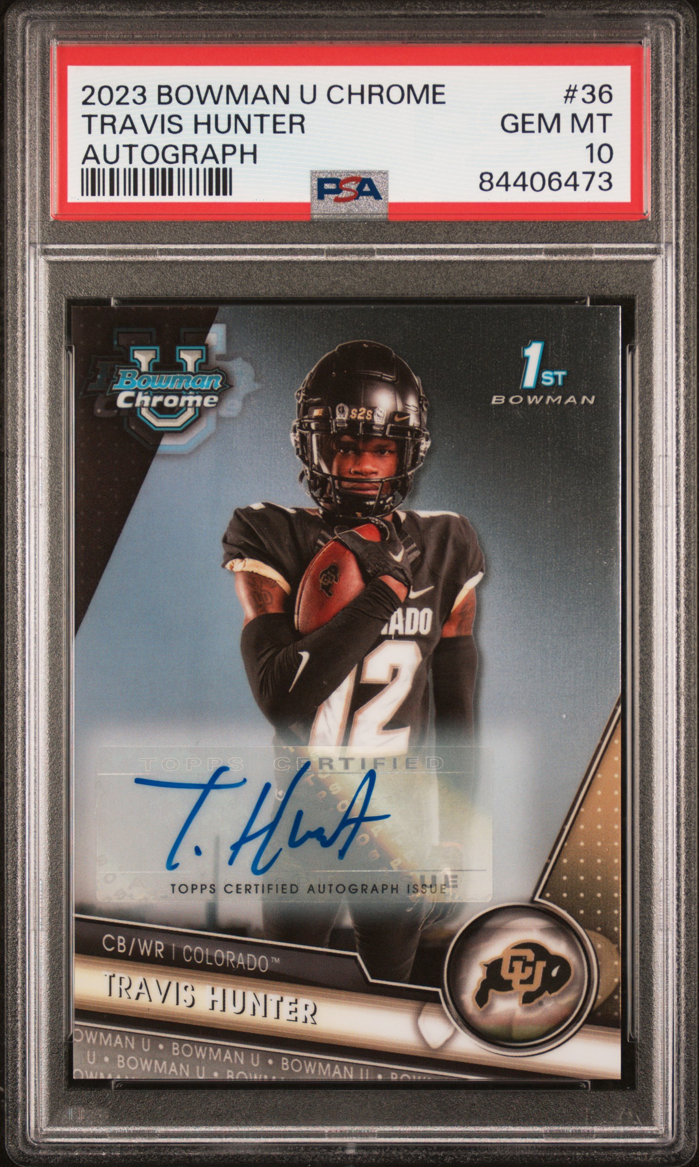 Travis Hunter 2023 Bowman Chrome University #36 Prospect Auto (1st) Price Guide - Sports Card ...