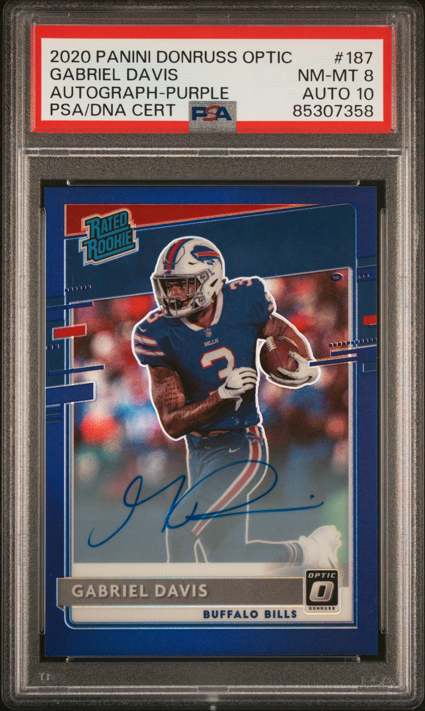 Gabriel Davis 2020 Optic #187 Rated Rookie Autographs - Purple /35 PSA ...