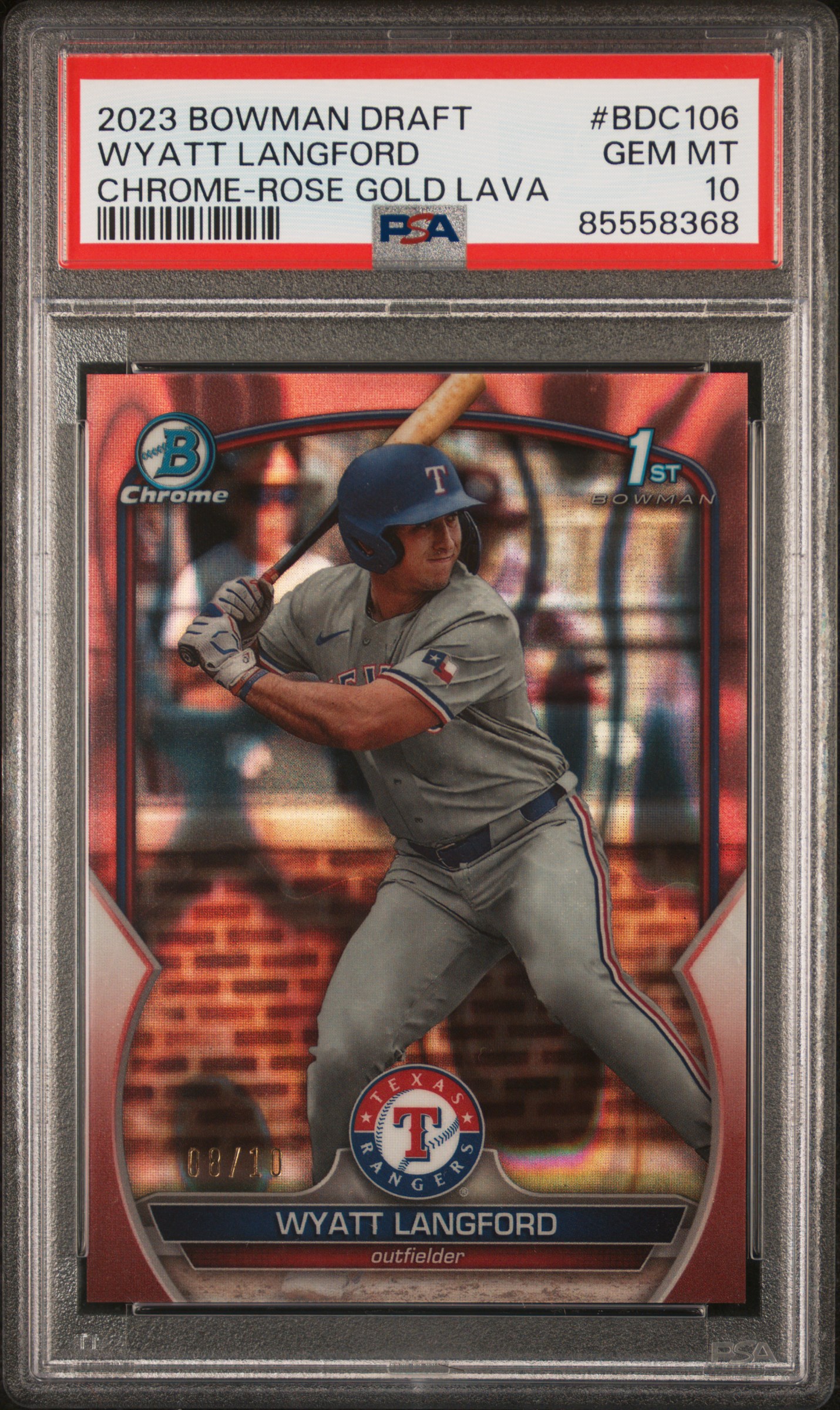 2023 WYATT LANGFORD BOWMAN DRAFT CHROME-ROSE GOLD LAVA PSA 10 | Veriswap