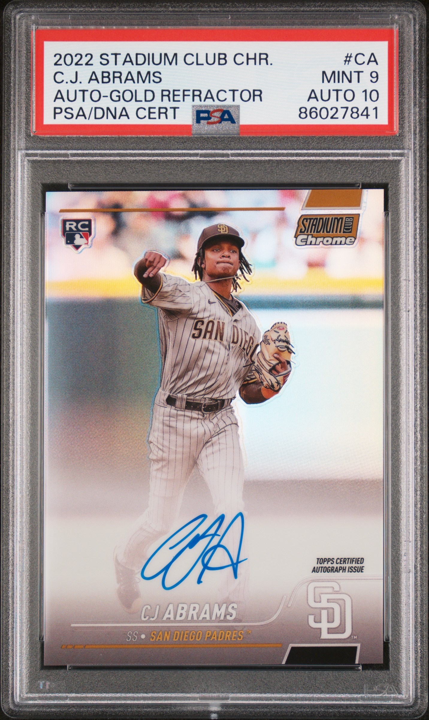 2022 CJ ABRAMS TOPPS STADIUM CLUB CHROME AUTOGRAPHS AUTO-GOLD REFRACTOR ...