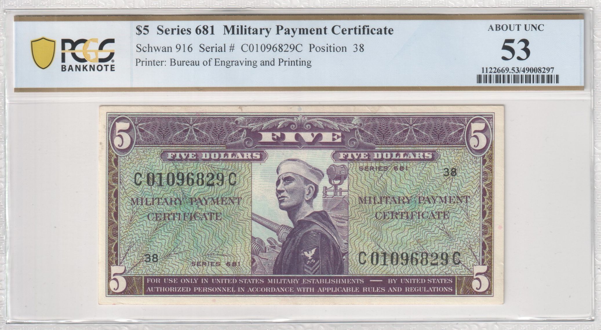 PCGS Certificate Verification Banknote Details for Cert #49008297