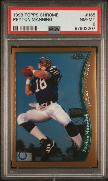 1998 Topps Chrome 165 Peyton Manning Rookie Card PSA NM MT 8 on Goldin Auctions