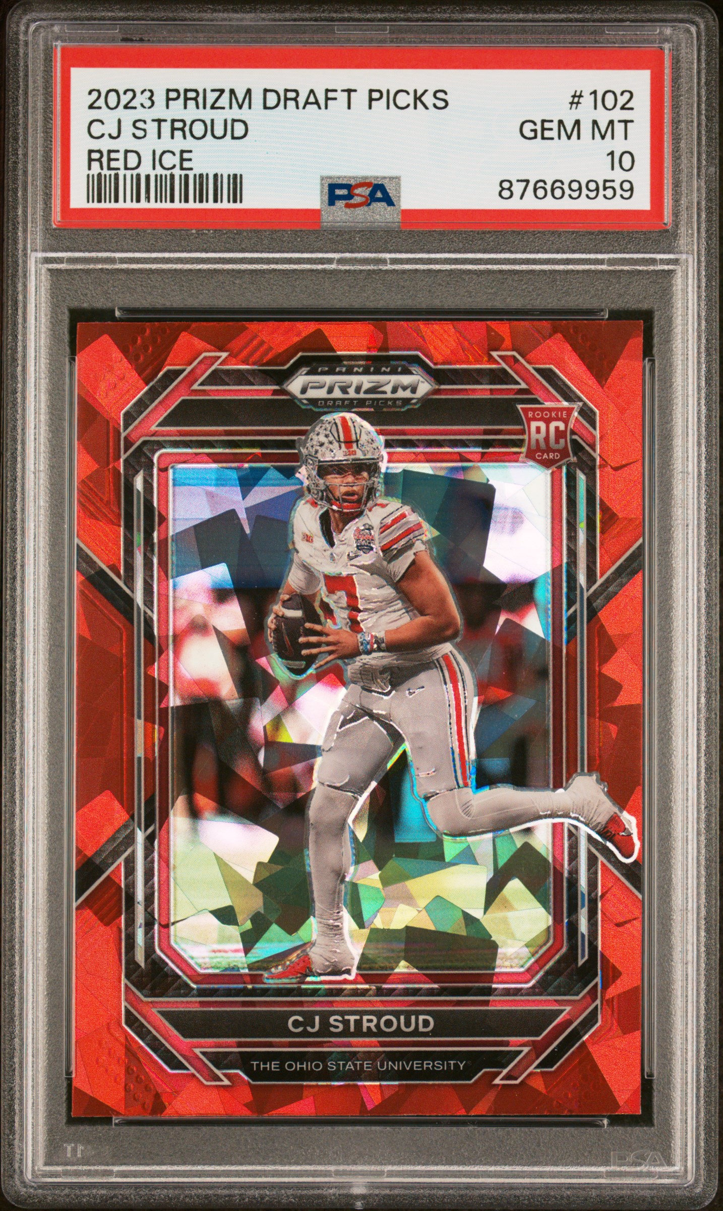CJ Stroud 2023 Prizm Draft Picks #102 Red Ice PSA 10 Price Guide ...