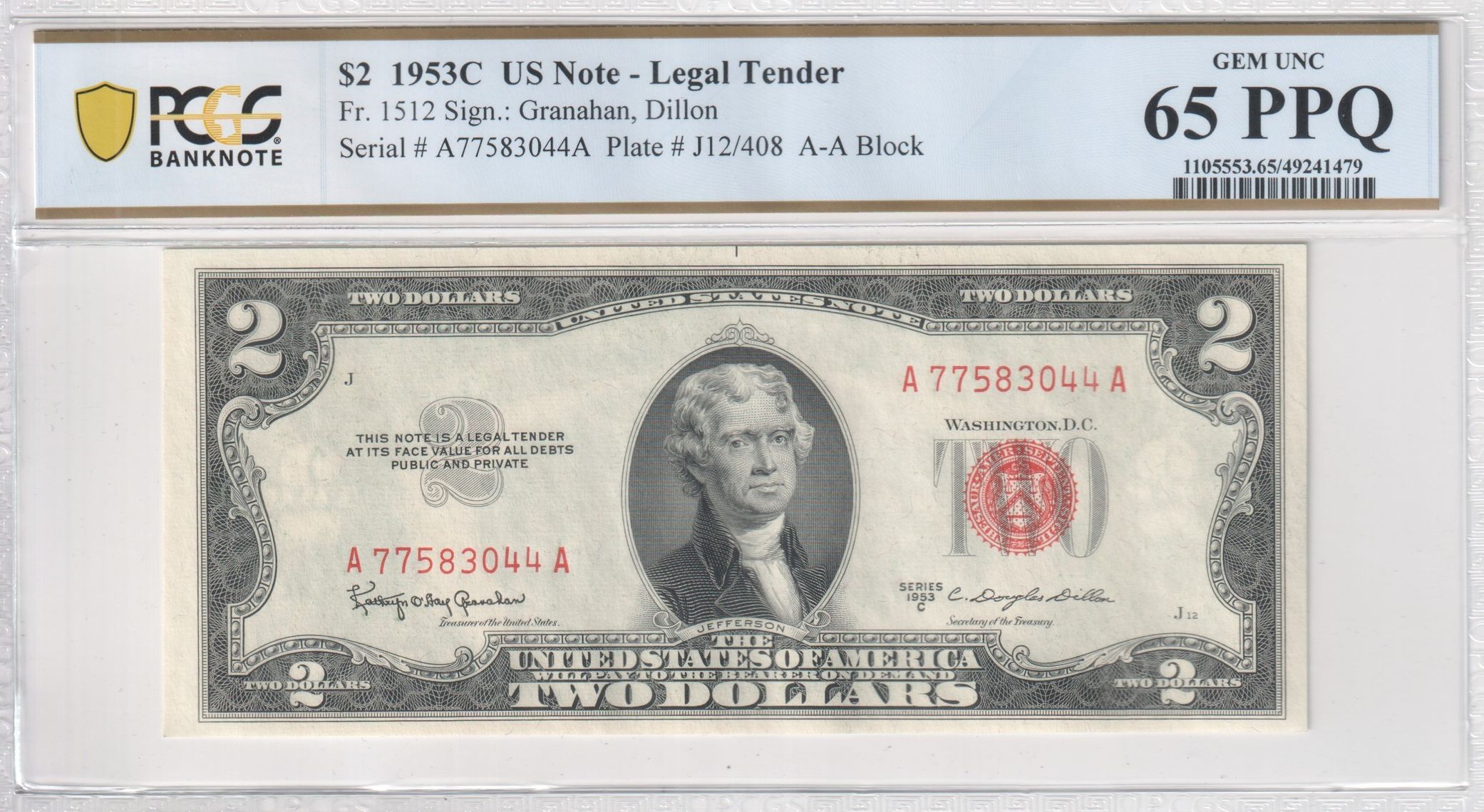 PCGS Certificate Verification Banknote Details for Cert #49241479