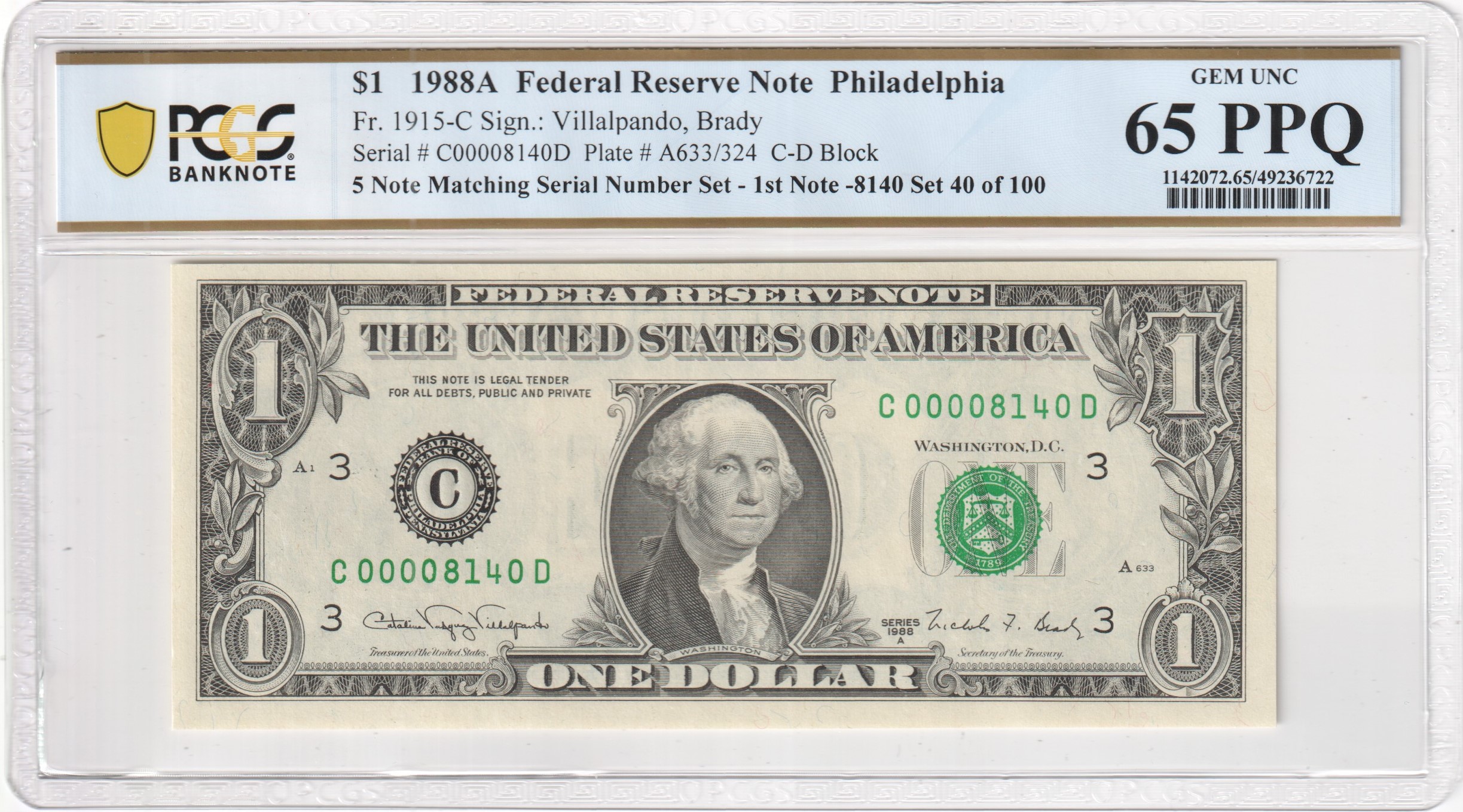 PCGS Certificate Verification Banknote Details for Cert #49236722