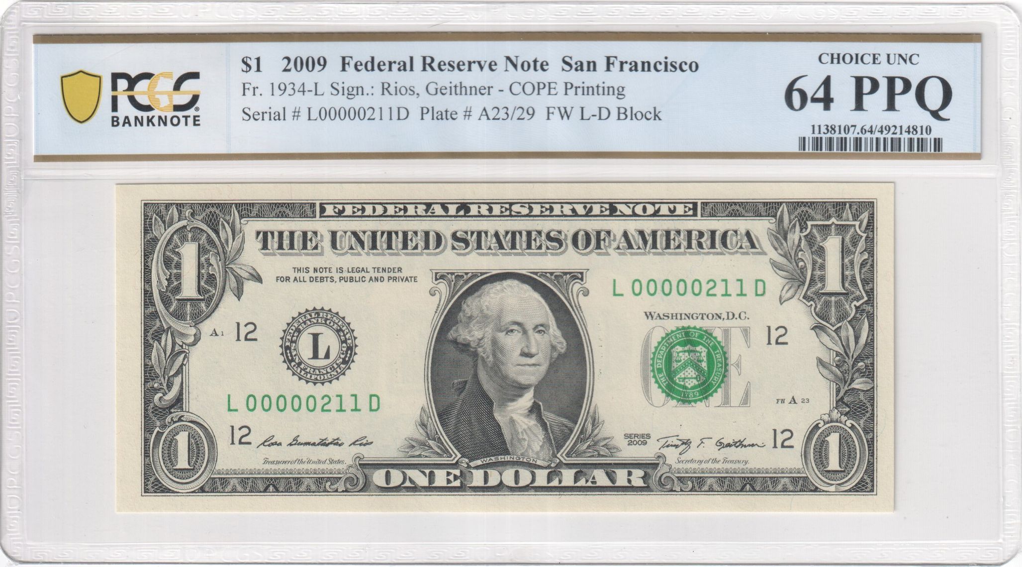 PCGS Certificate Verification Banknote Details for Cert #49214810