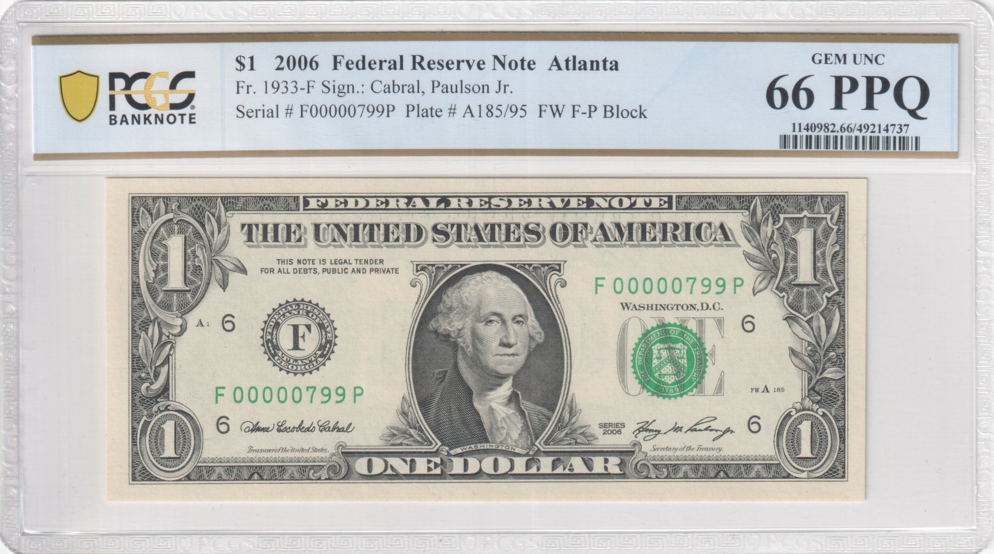 PCGS Certificate Verification Banknote Details for Cert #49214737