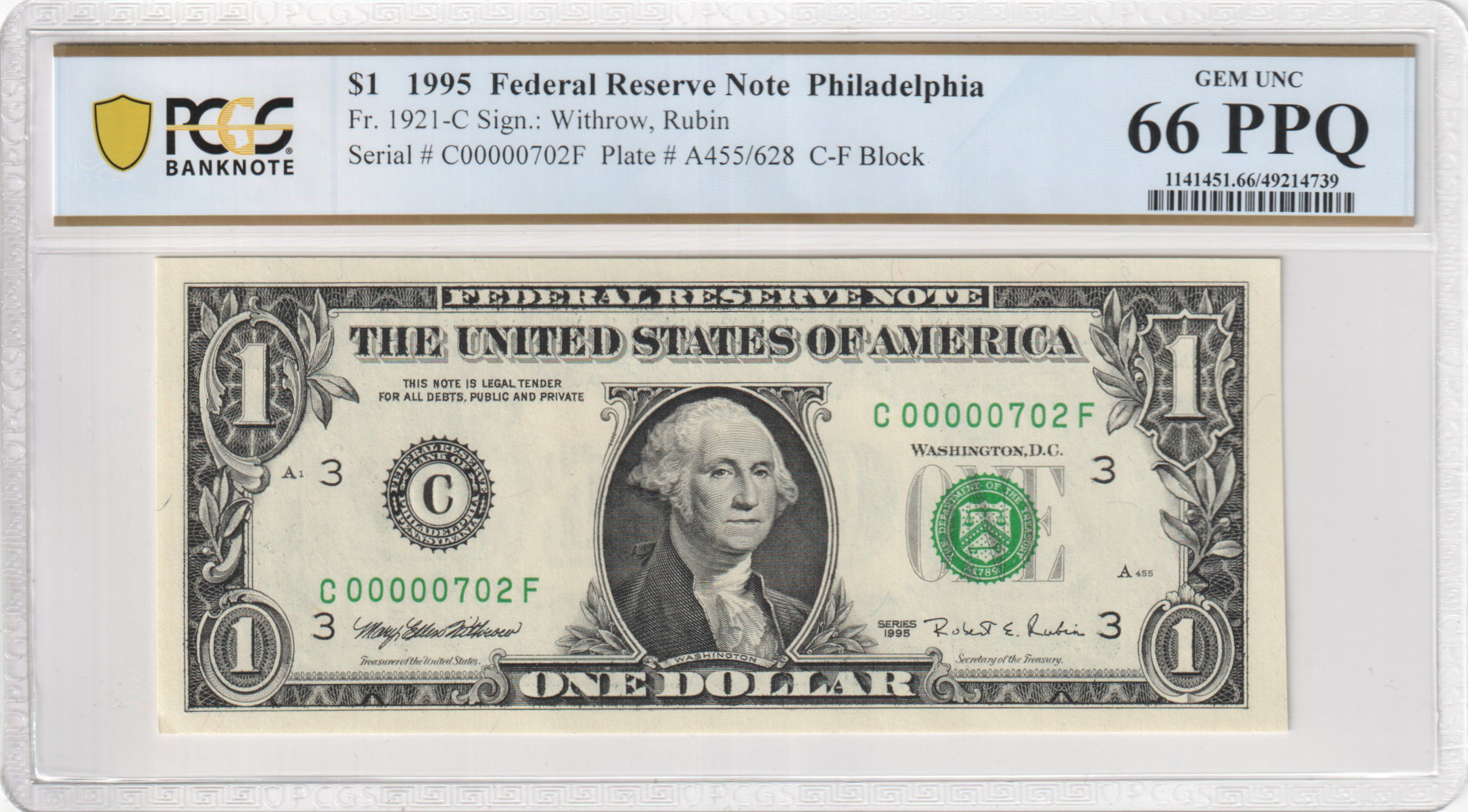 PCGS Certificate Verification Banknote Details for Cert #49214739