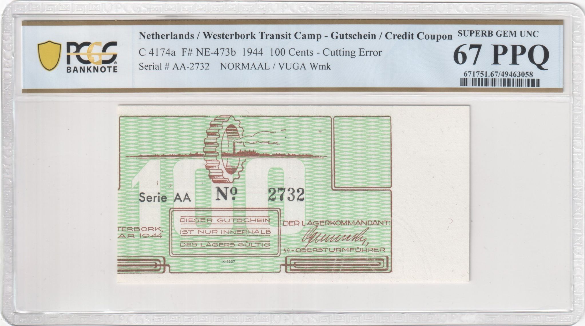 PCGS Certificate Verification Banknote Details for Cert #49463058