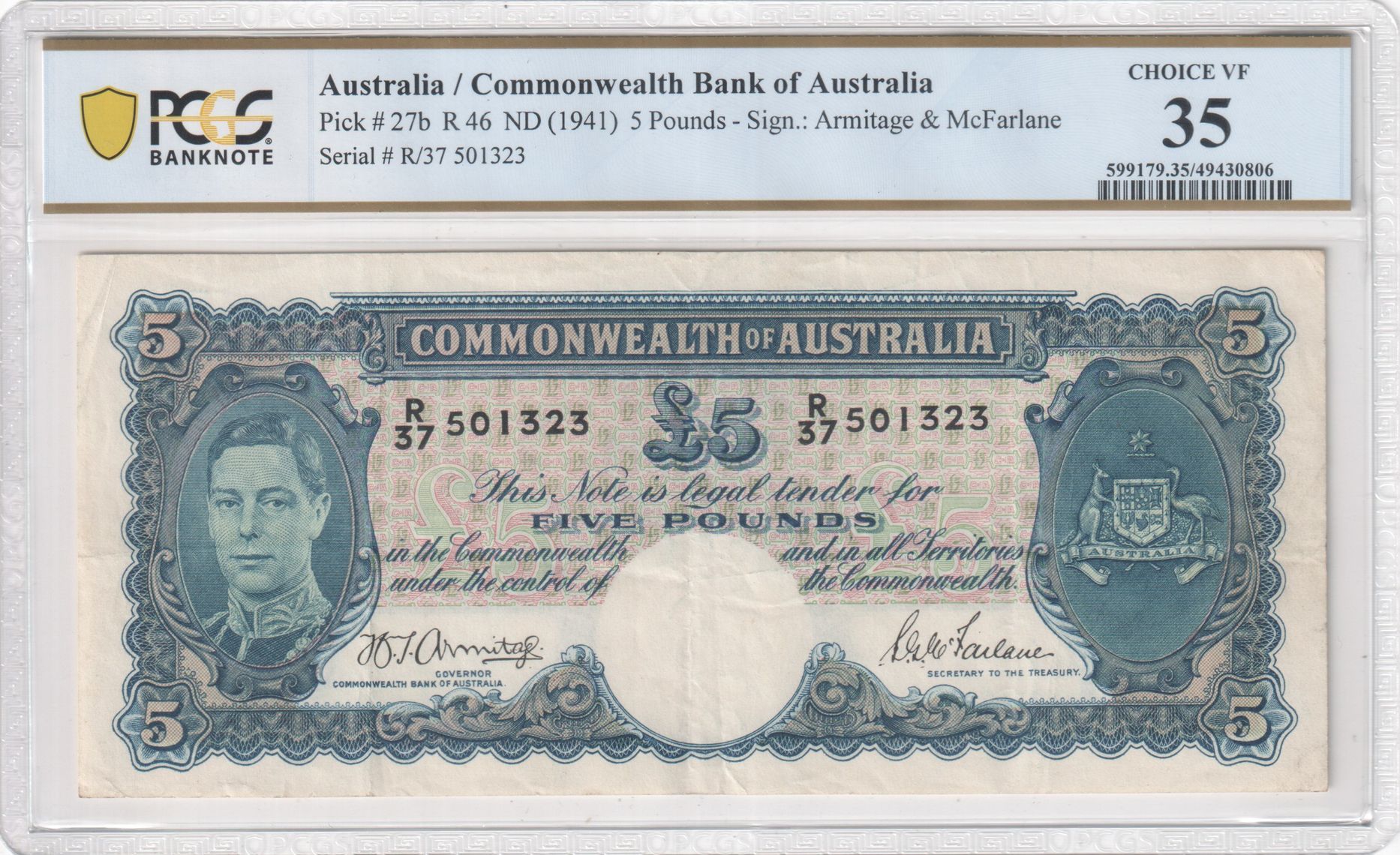 PCGS Certificate Verification Banknote Details for Cert #49430806