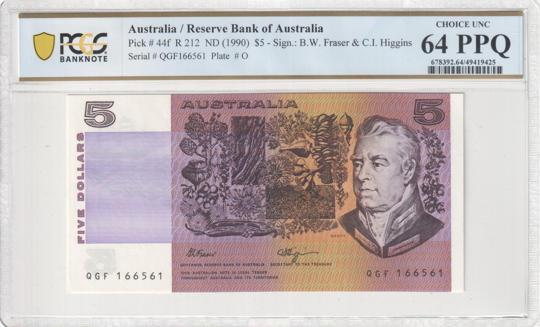 PCGS Certificate Verification Banknote Details for Cert #49419425