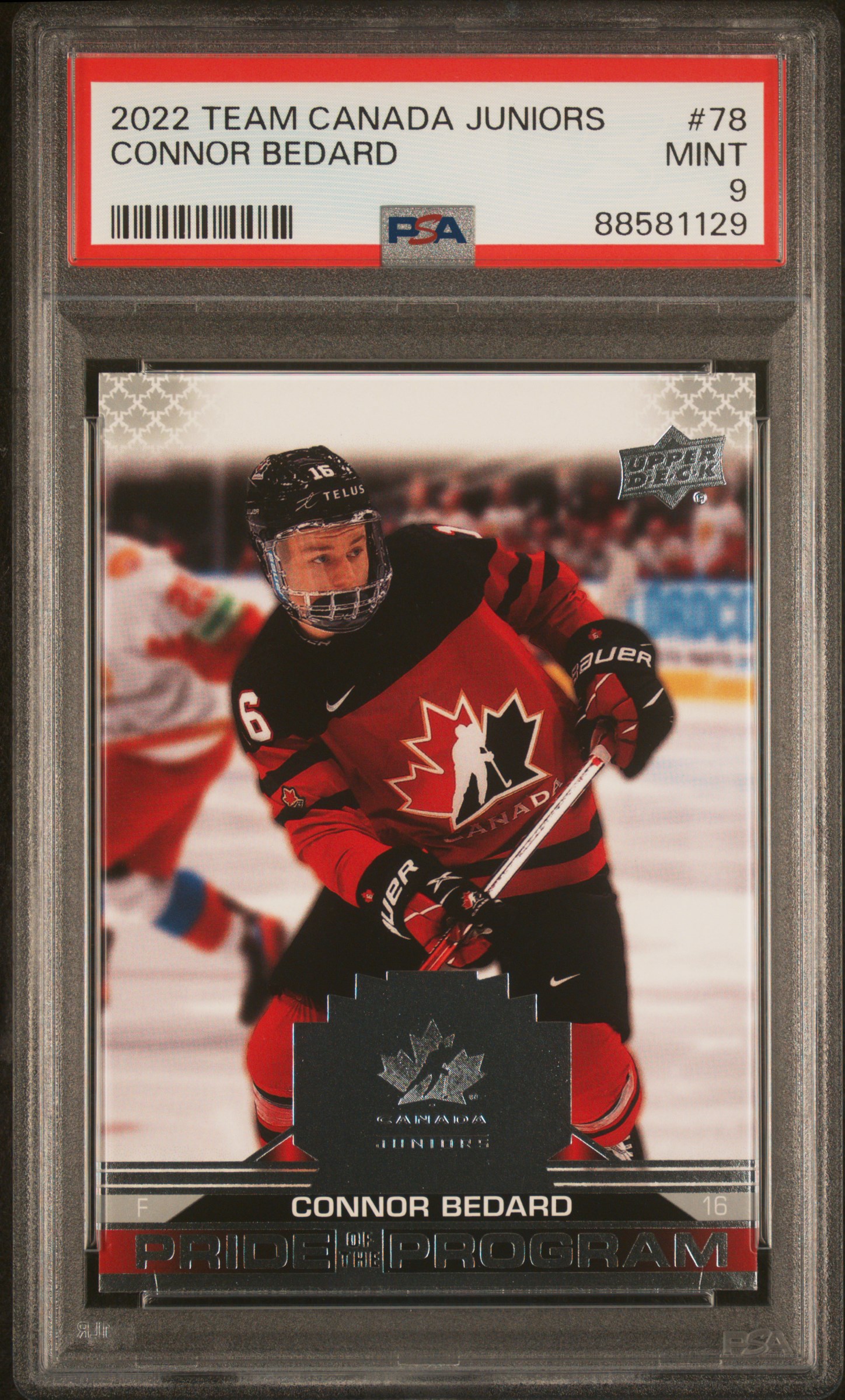 Connor Bedard 2022 Upper Deck Team Canada Juniors #78 Pride of the ...
