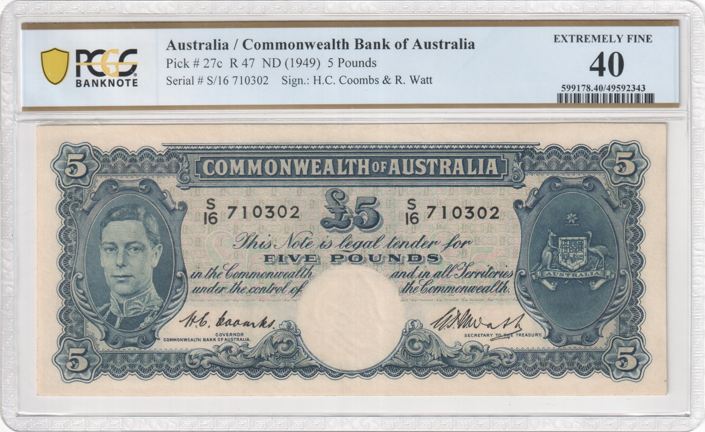 PCGS Certificate Verification Banknote Details for Cert #49592343