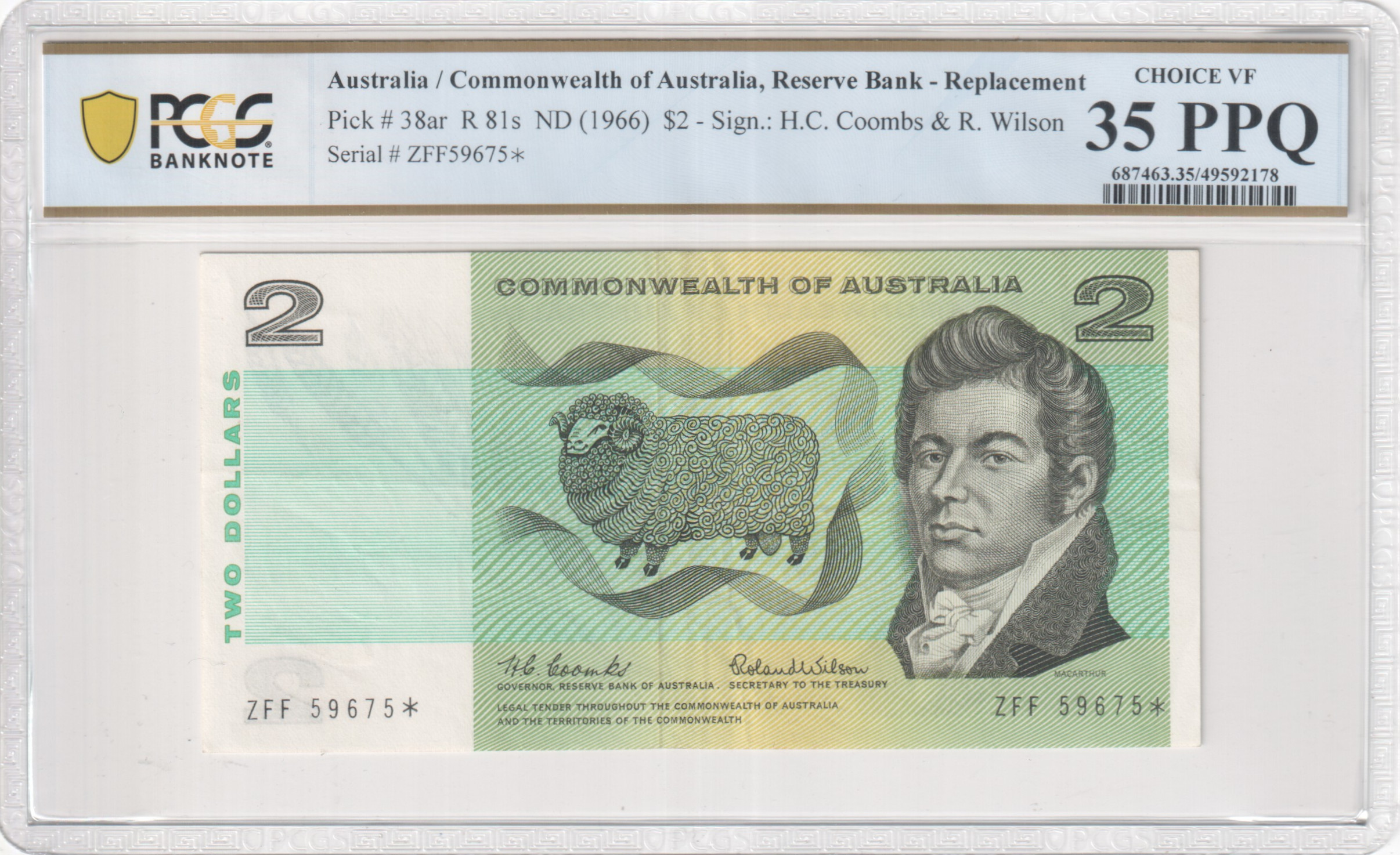 PCGS Certificate Verification Banknote Details for Cert #49592178