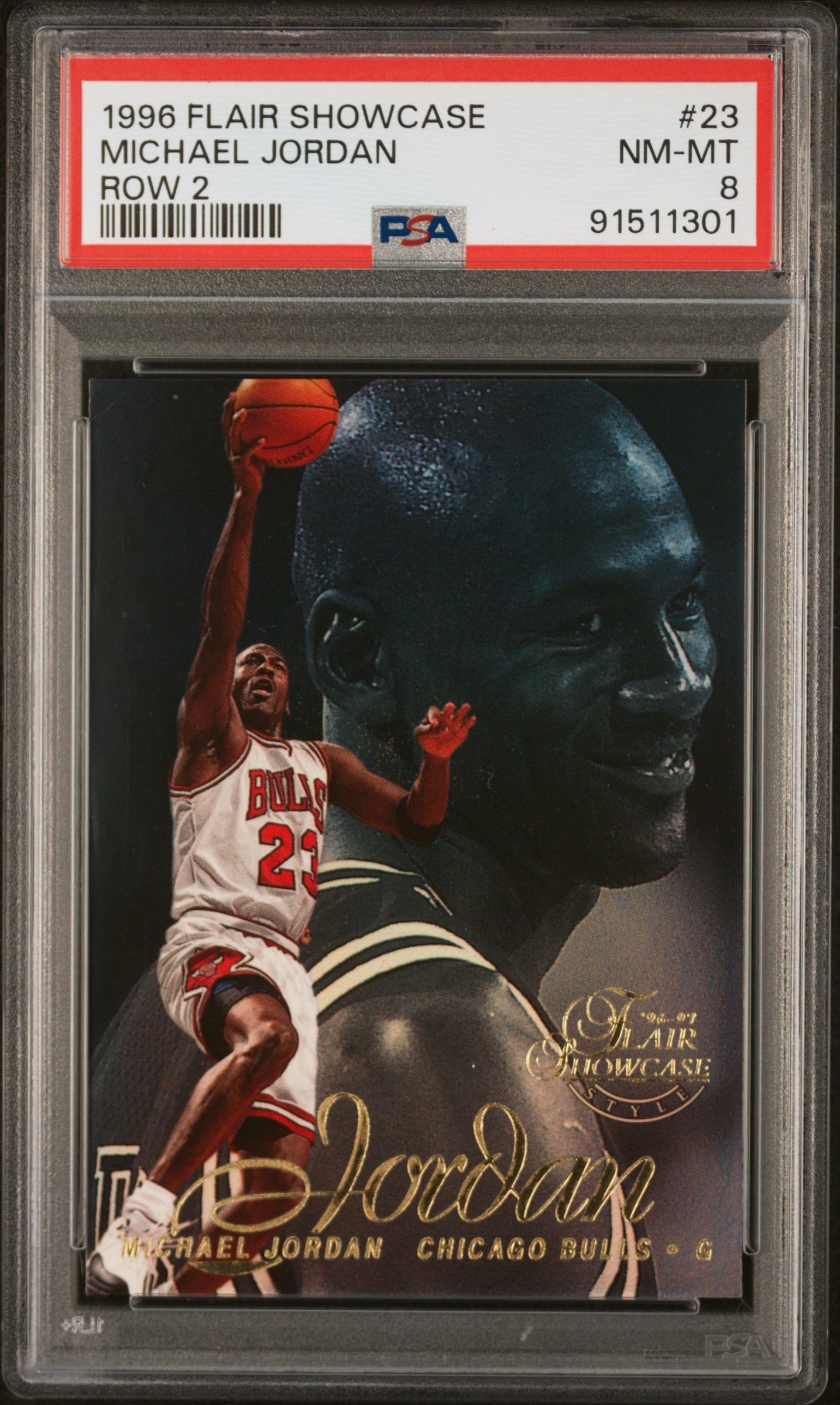 1996 MICHAEL JORDAN FLAIR SHOWCASE ROW 2 PSA 8 | Veriswap