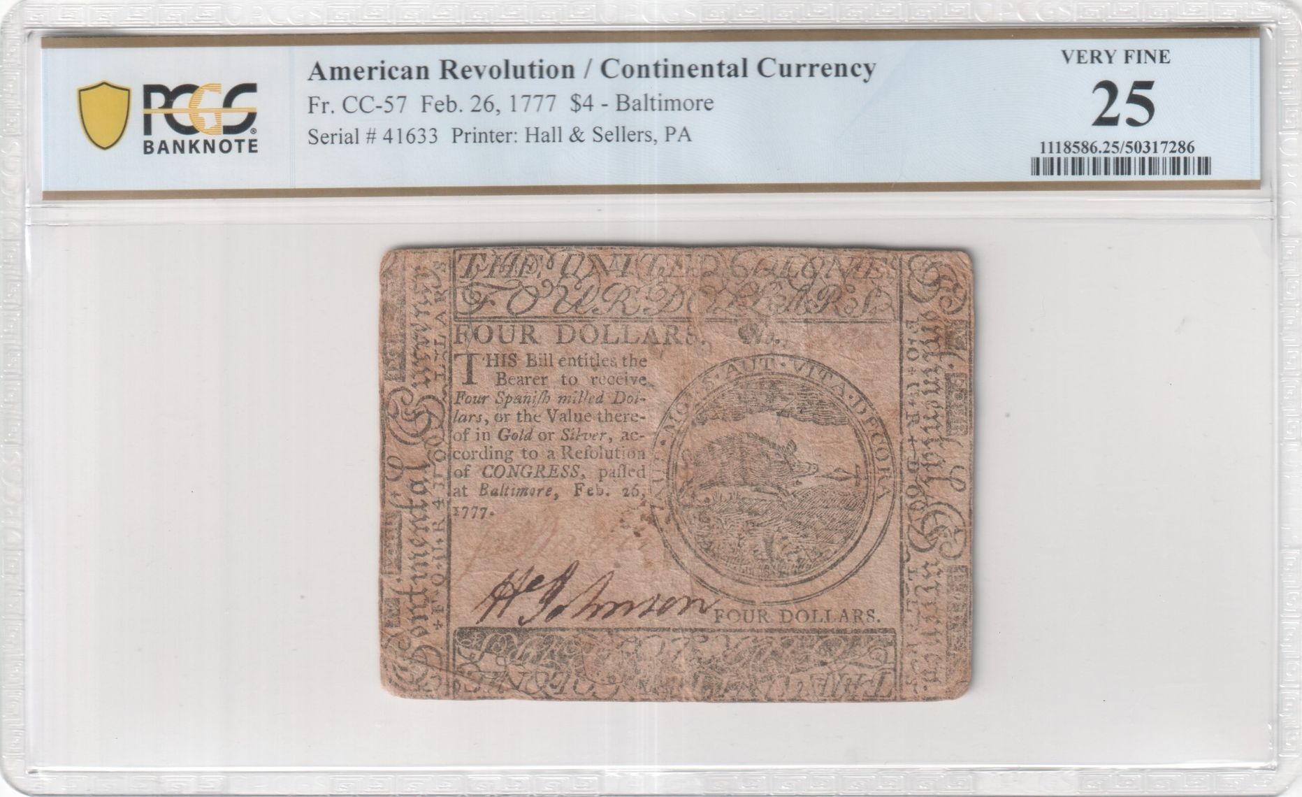 PCGS Certificate Verification Banknote Details for Cert #50317286